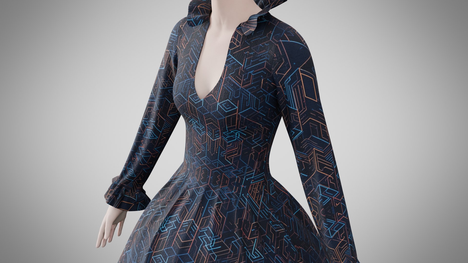 Dress 30 Neon Circuit Blocks 3D Model - TurboSquid 2486373