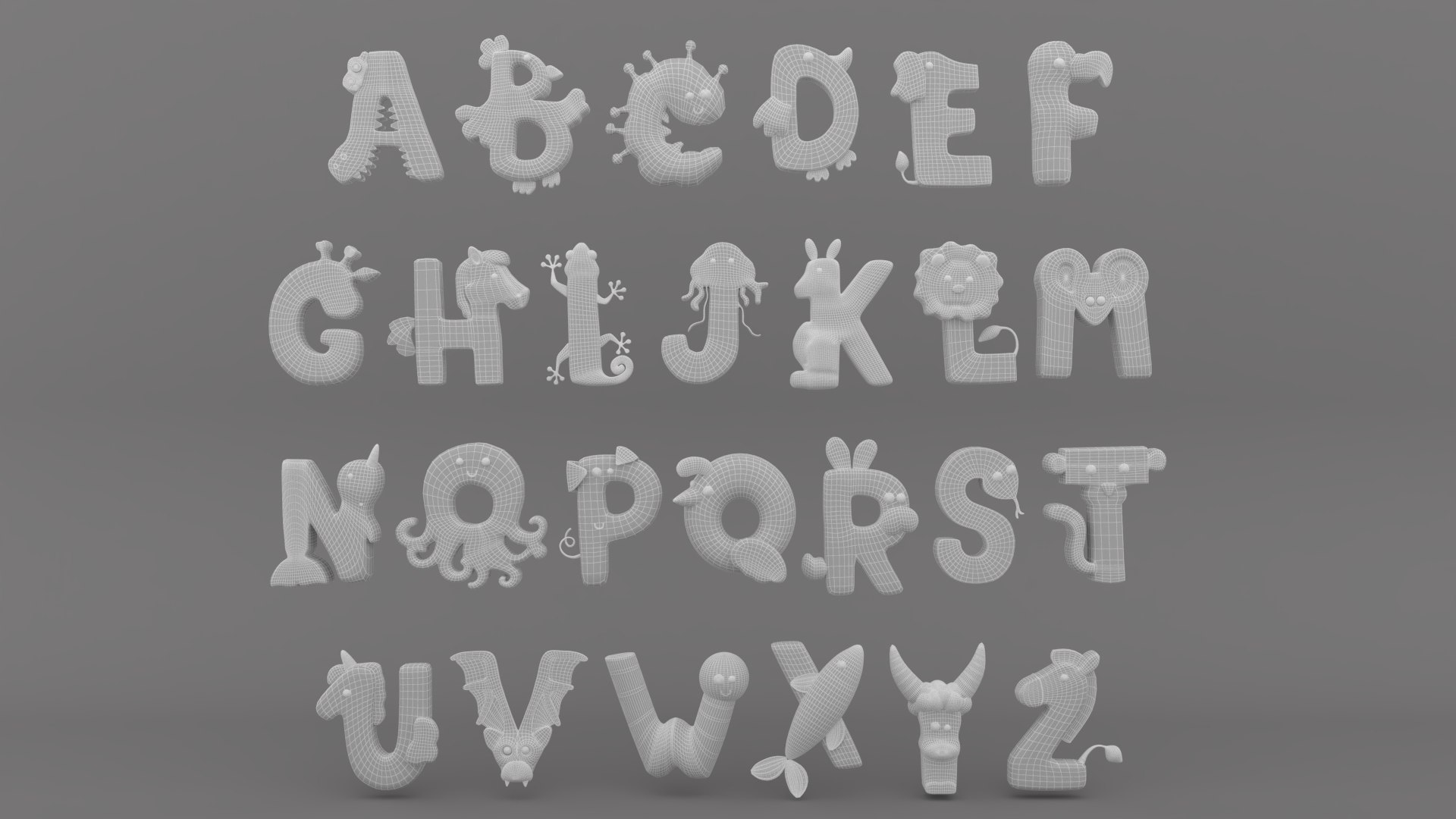 Cartoon Animal Alphabet v002 3D model - TurboSquid 2159399