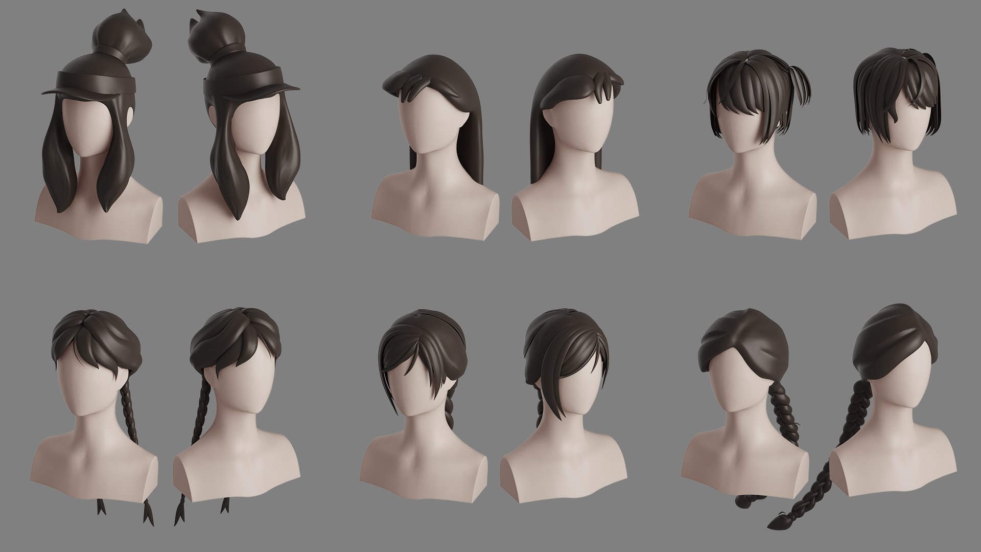 Stylised Hair Collection V 03 3D Model - TurboSquid 2333042