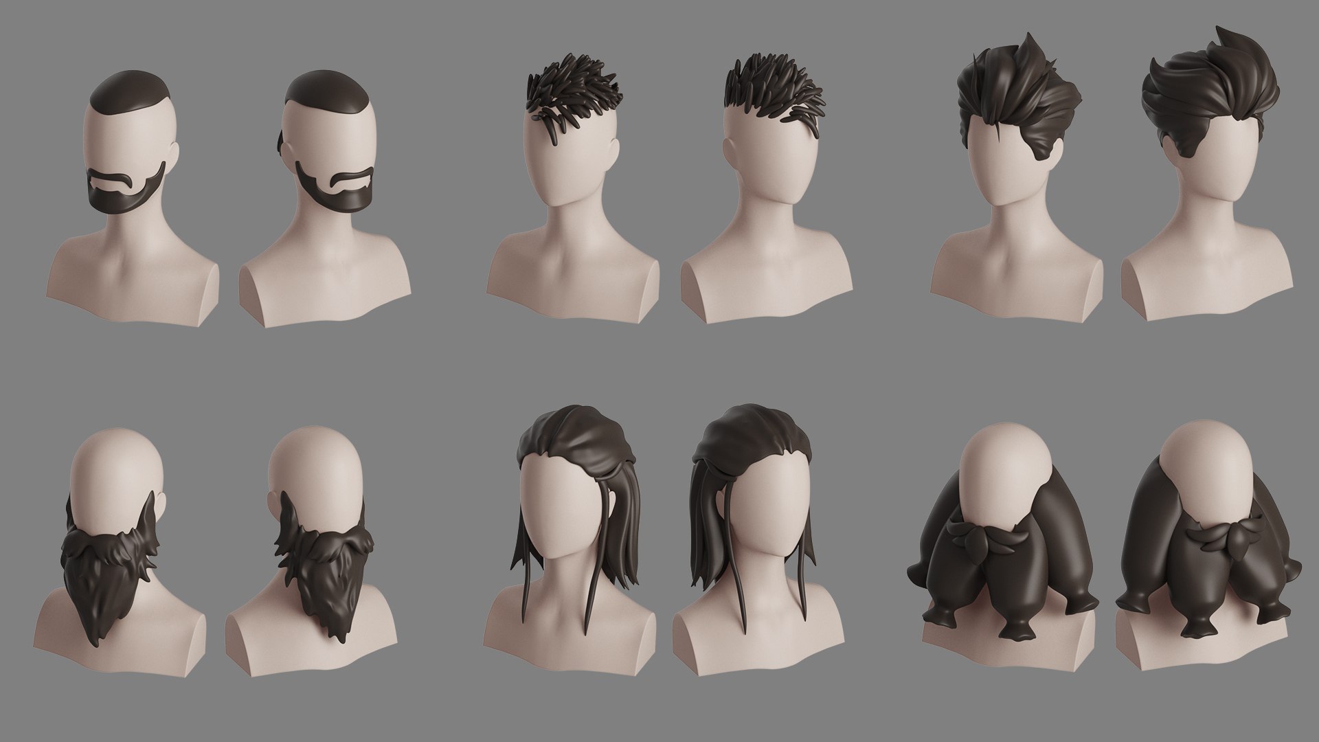 Stylised Hair Collection V 03 3D Model - TurboSquid 2333042