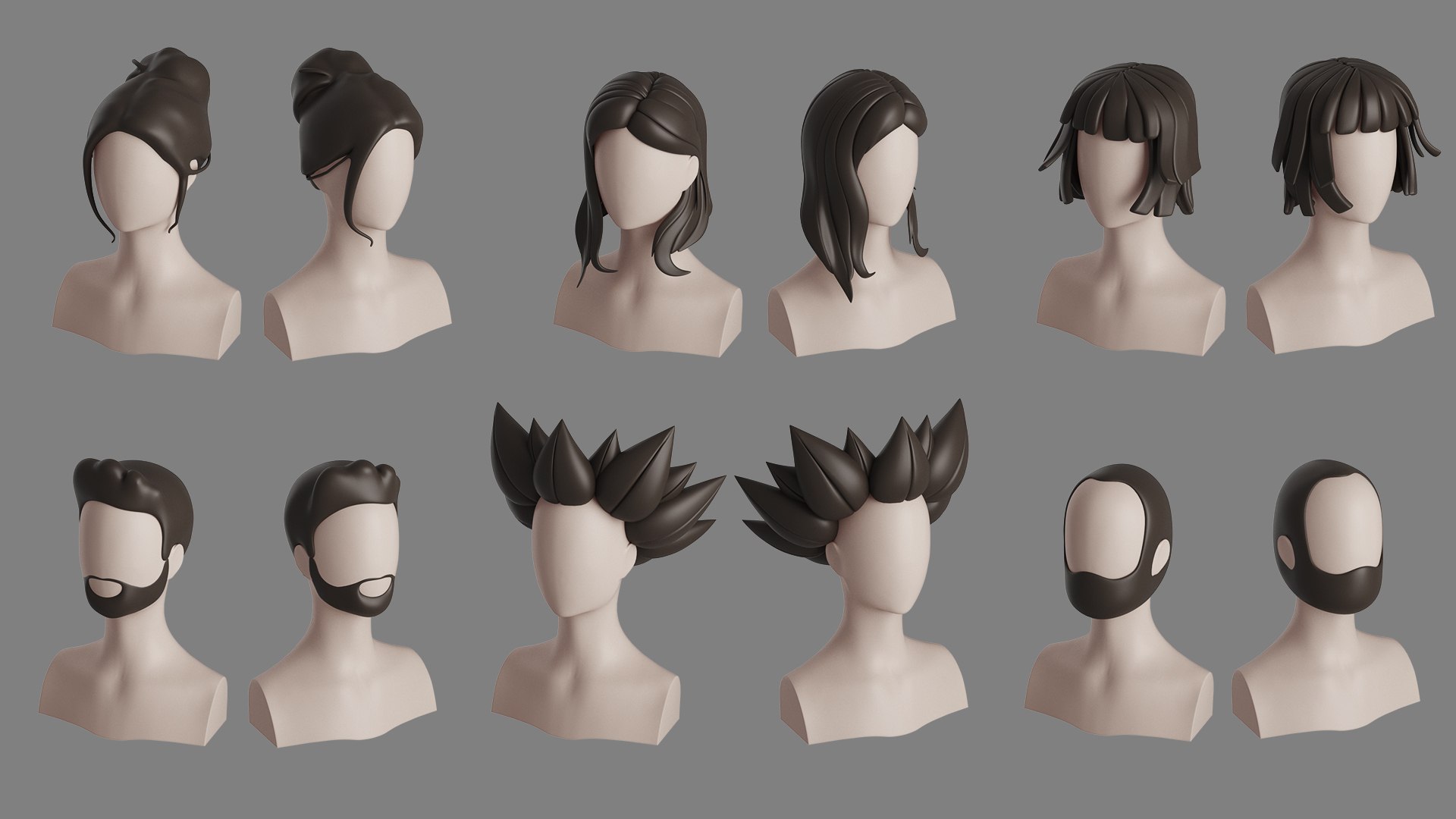 Stylised Hair Collection V 03 3D Model - TurboSquid 2333042
