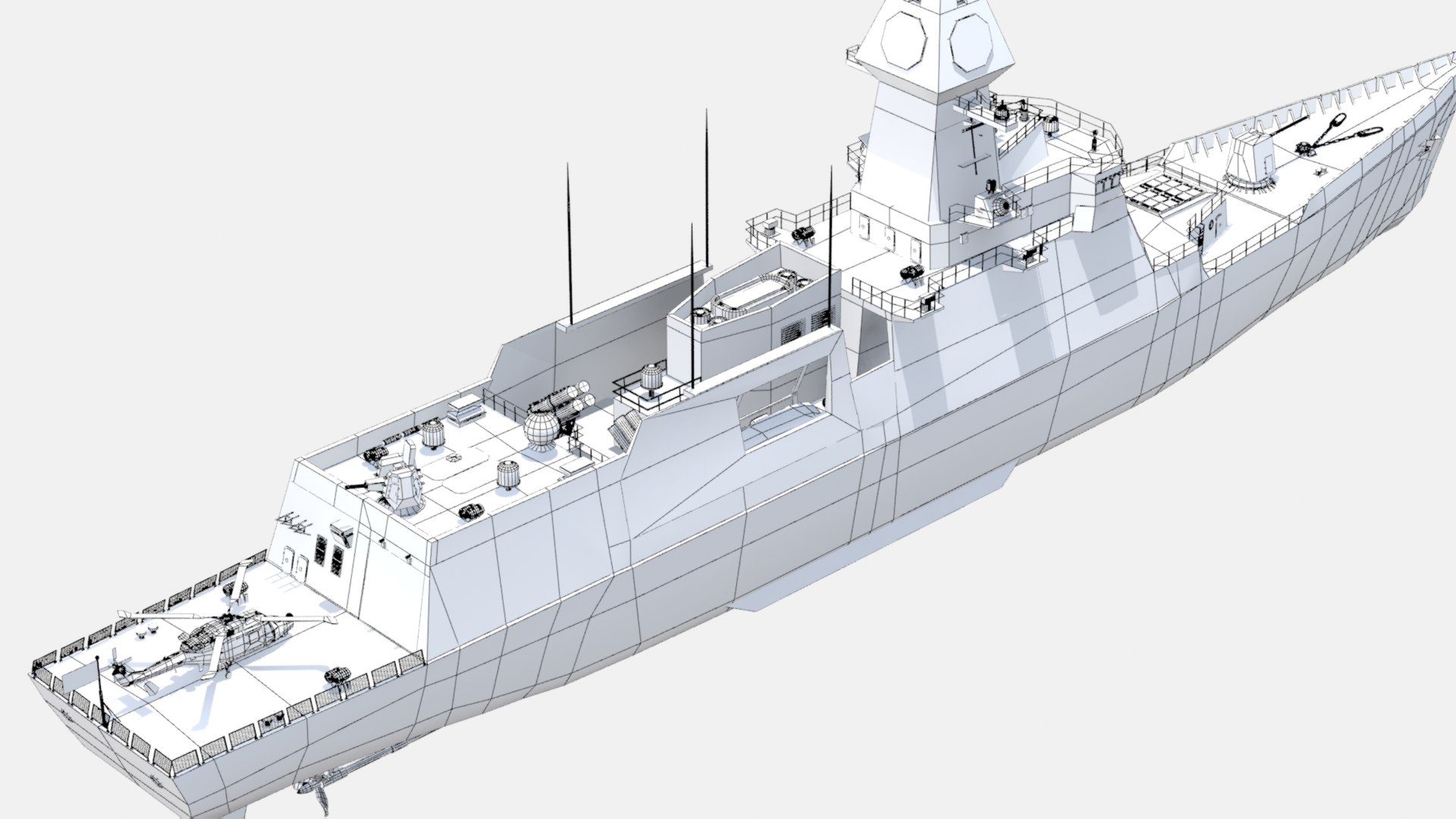 Chungnam Frigate With AW159 Helicopter 3D - TurboSquid 2180018