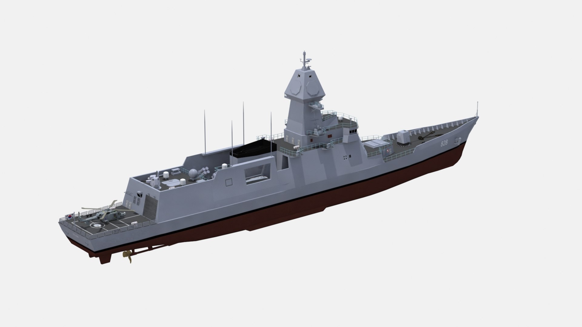 Chungnam Frigate With AW159 Helicopter 3D - TurboSquid 2180018