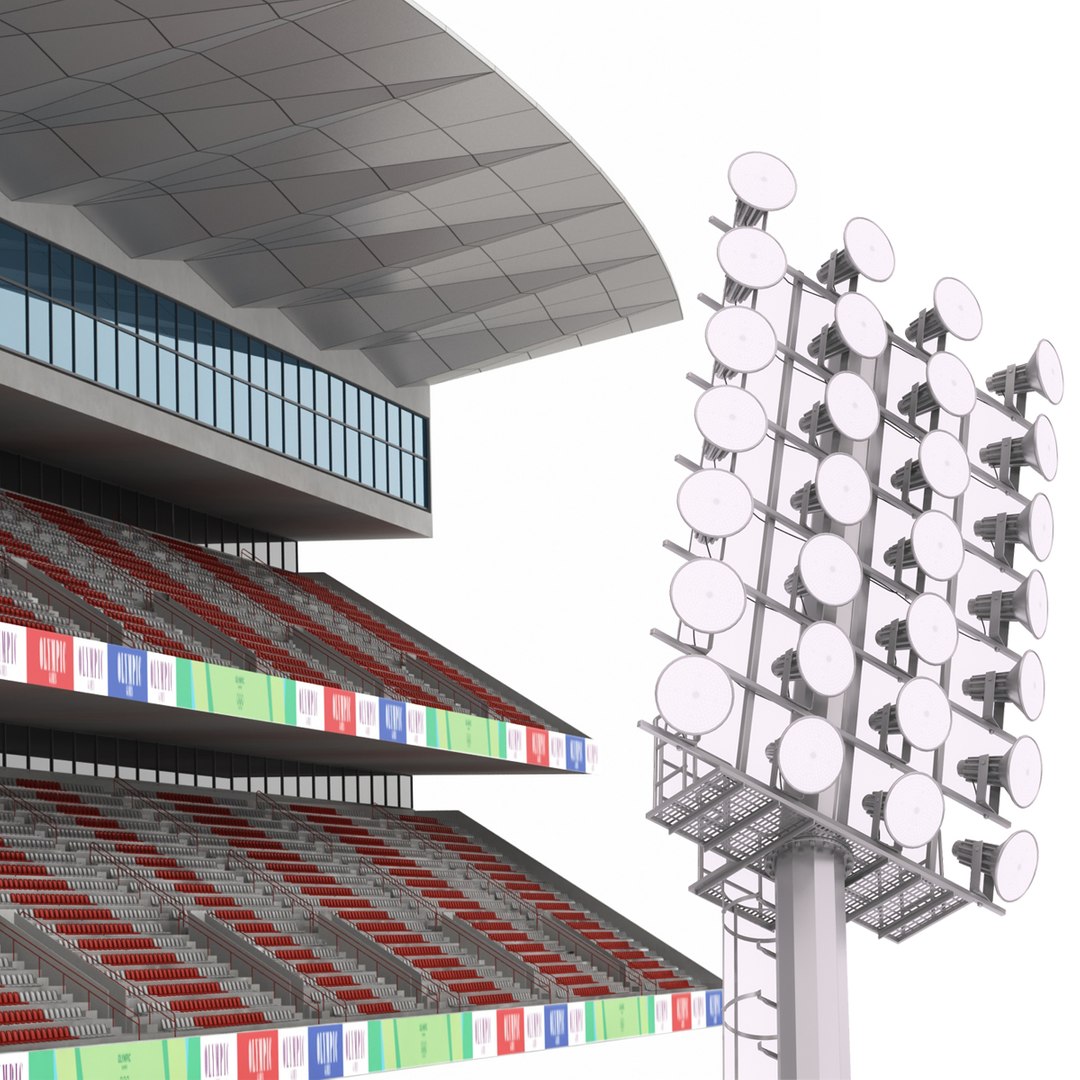 Stadium Lighting Pole And Tribunes 3D Model - TurboSquid 2269148