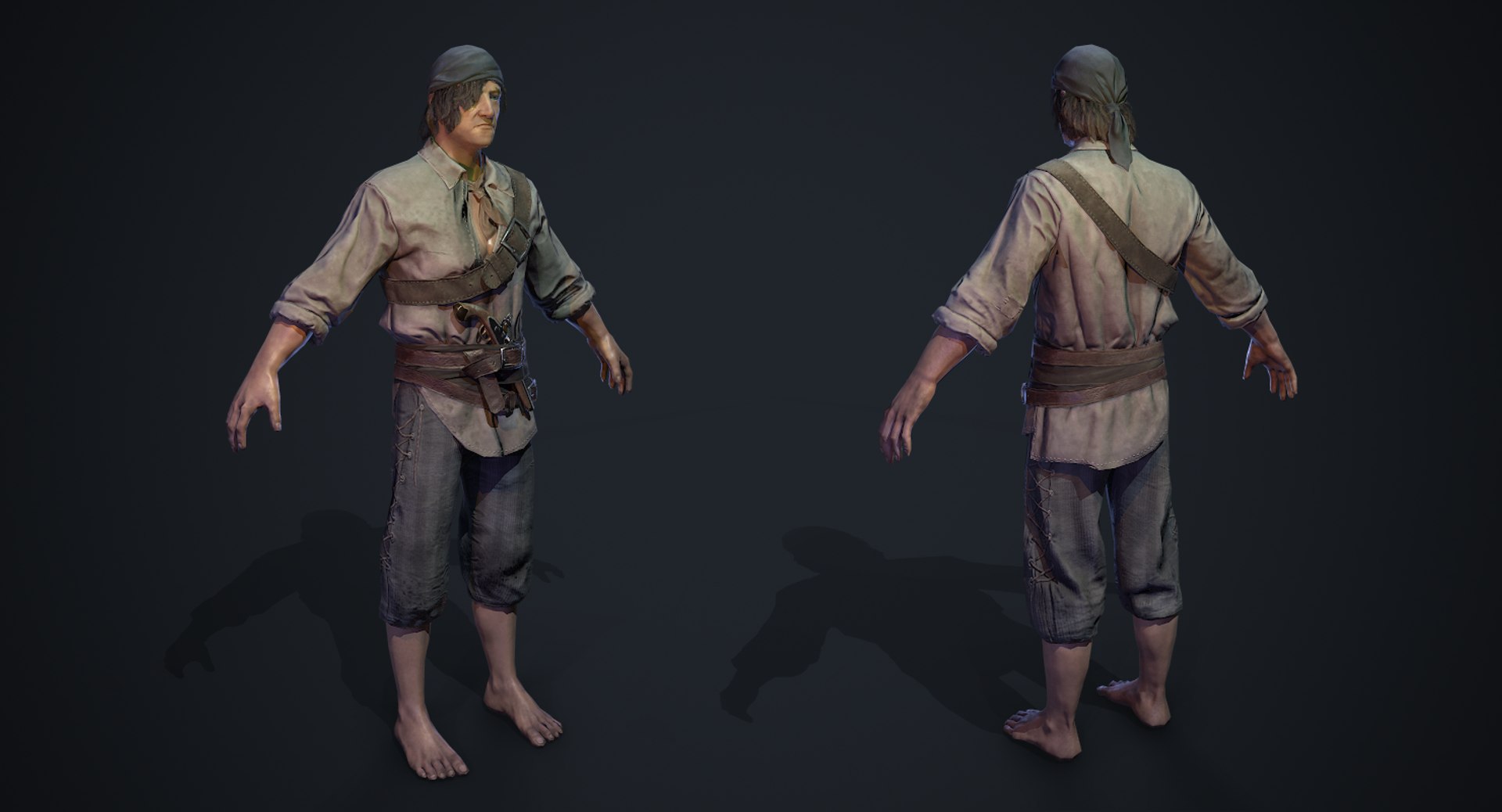 Real-time Pirate Smuggler-2 Rigged 3D Model - TurboSquid 1216914
