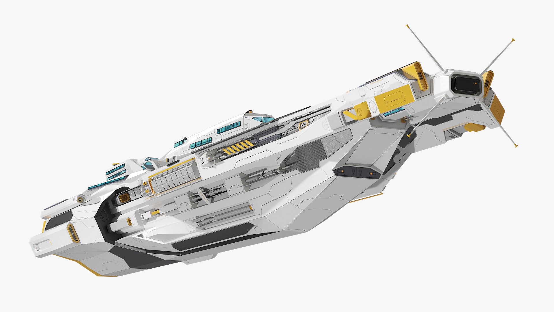 Frigate Starship White 3D - TurboSquid 2406221