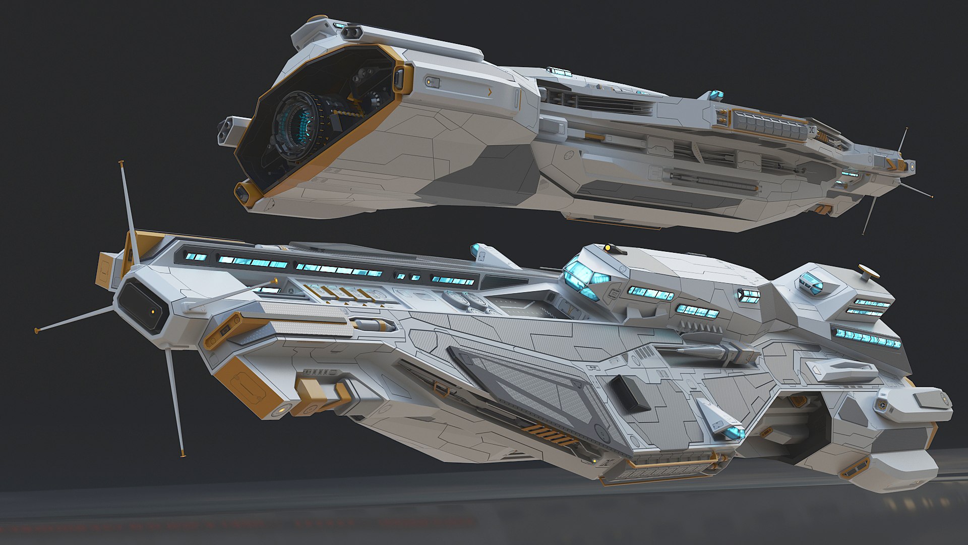 Frigate Starship White 3D - TurboSquid 2406221