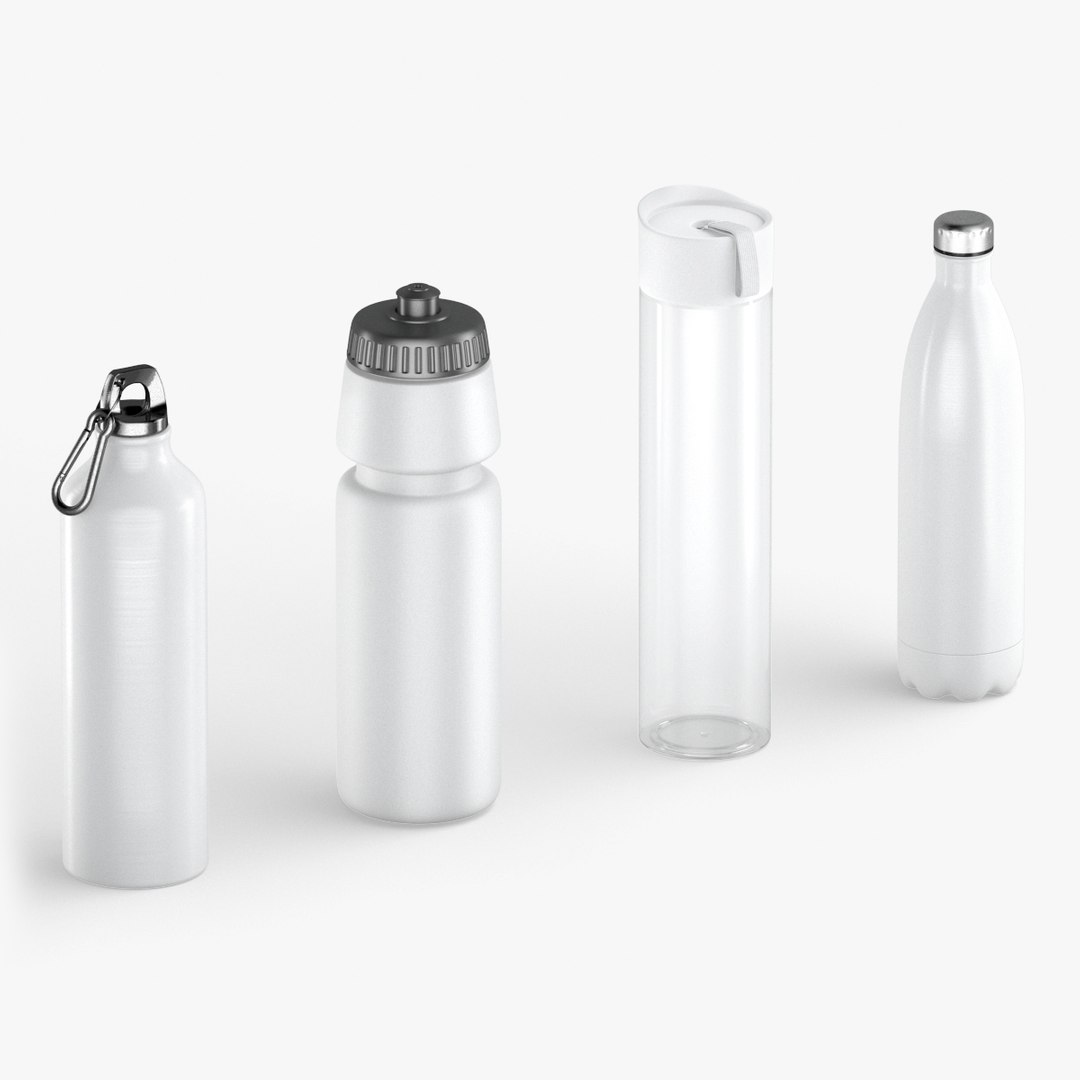modelo 3d Water Sport Bottle - aluminum and plastic botle set ...