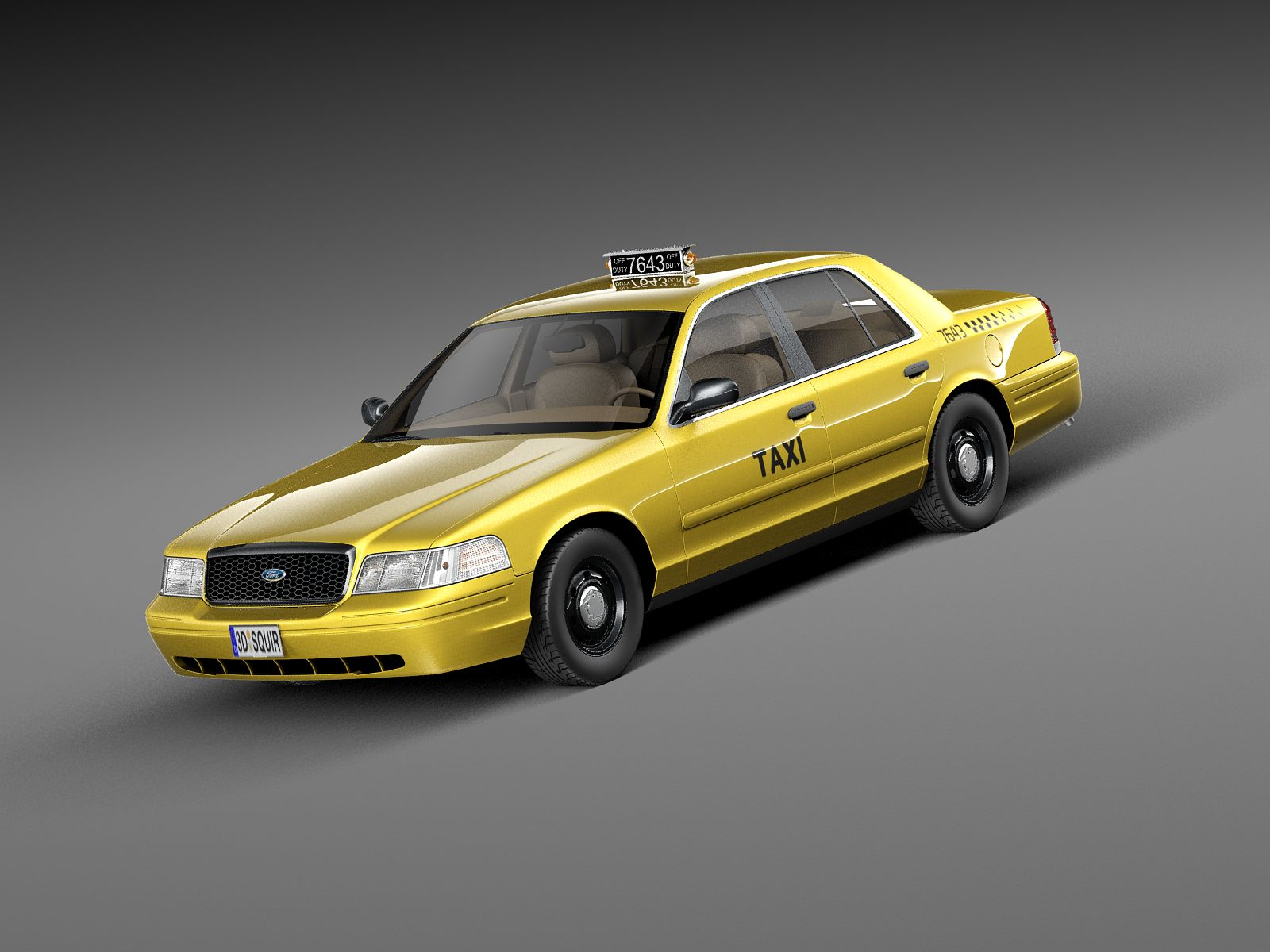 modelo 3d Ford Crown Victoria New York Taxi taxi amarillo 1998-2001 ...