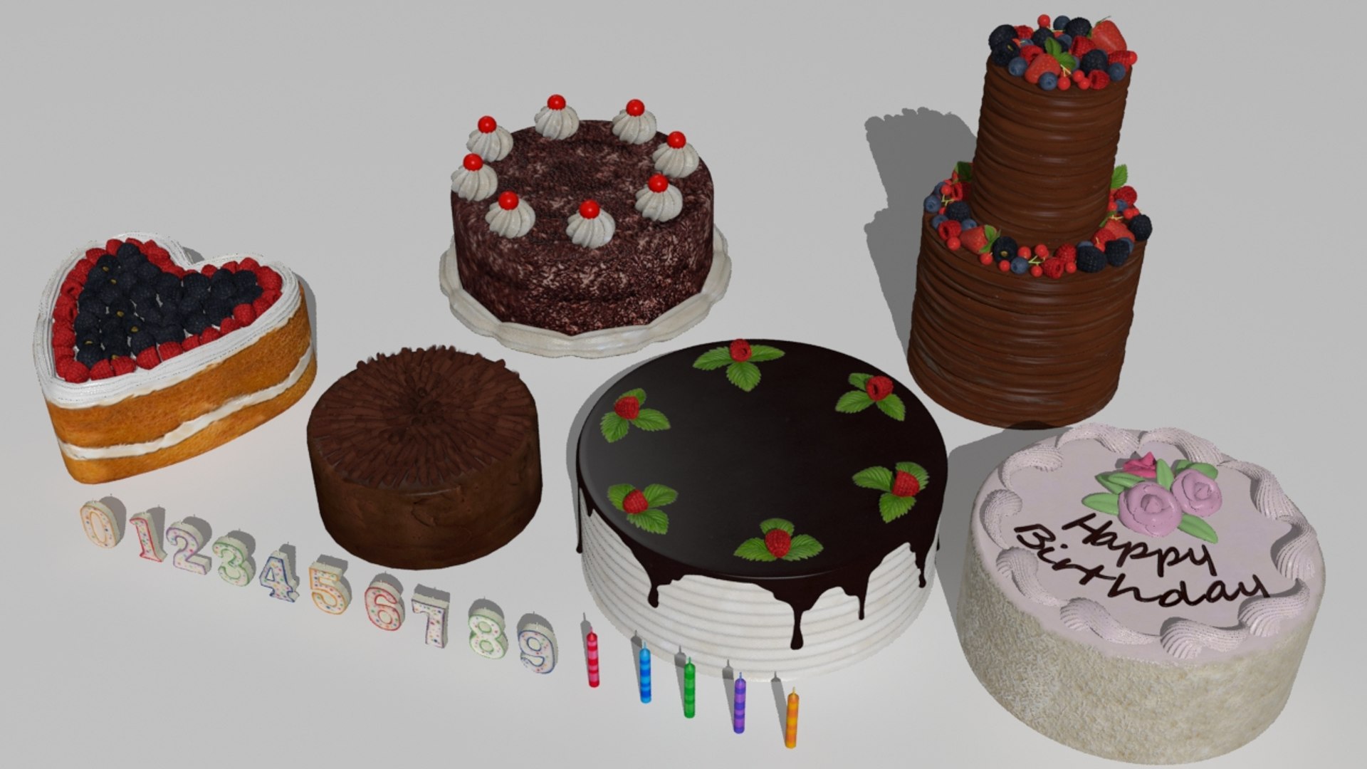 Cakes Birthday Candles 3D Model - TurboSquid 1371540