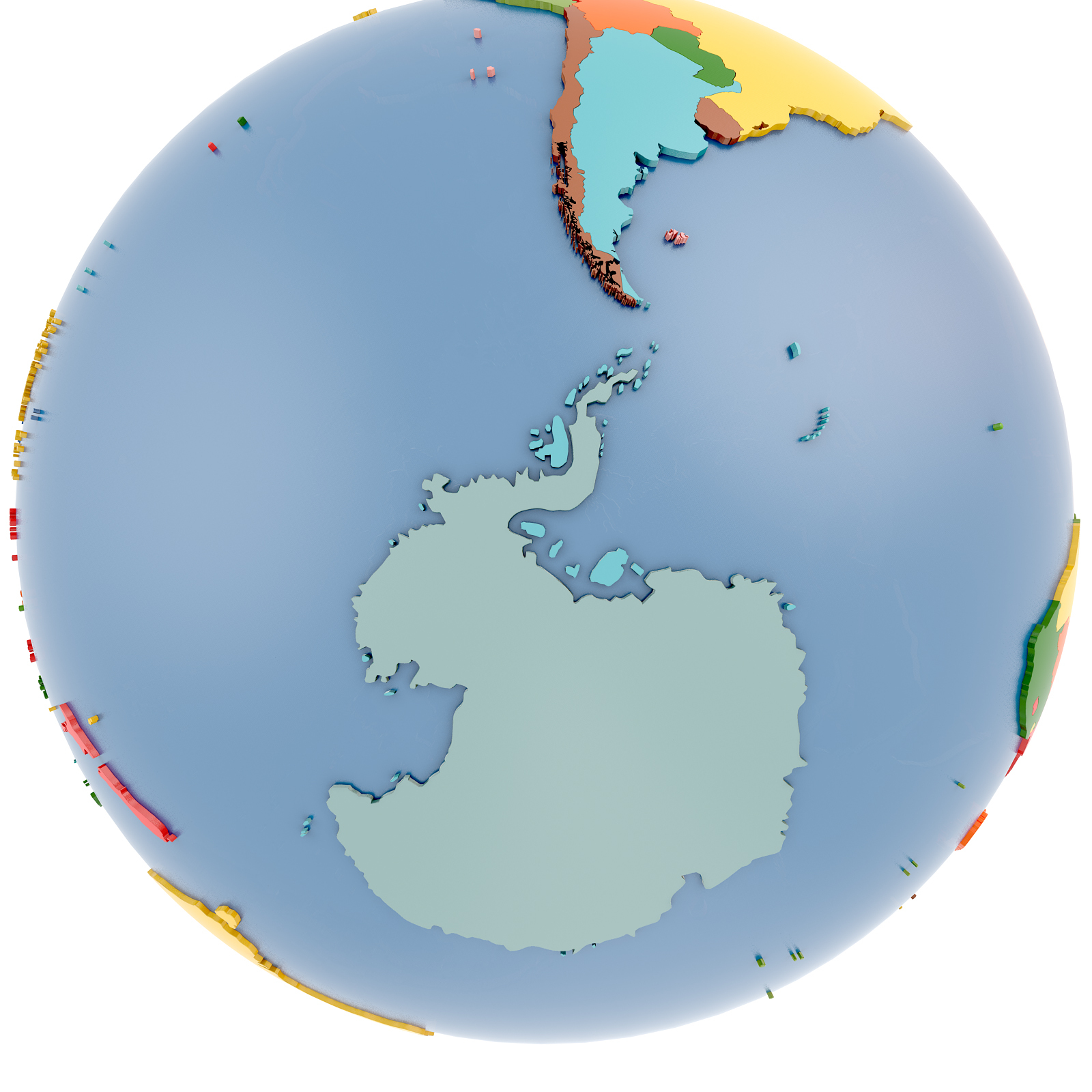 3d country world globe model