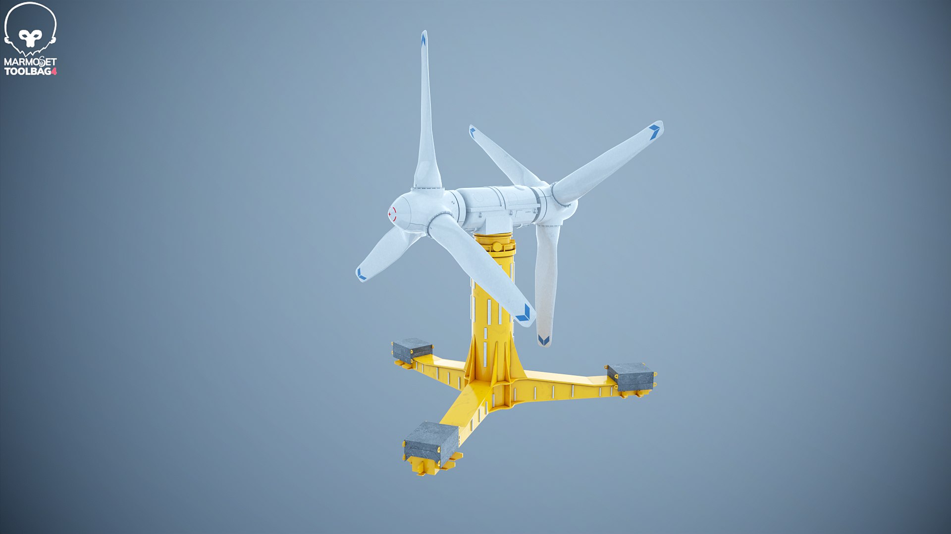 3D Model Tidal Power Double Turbine - TurboSquid 2199011