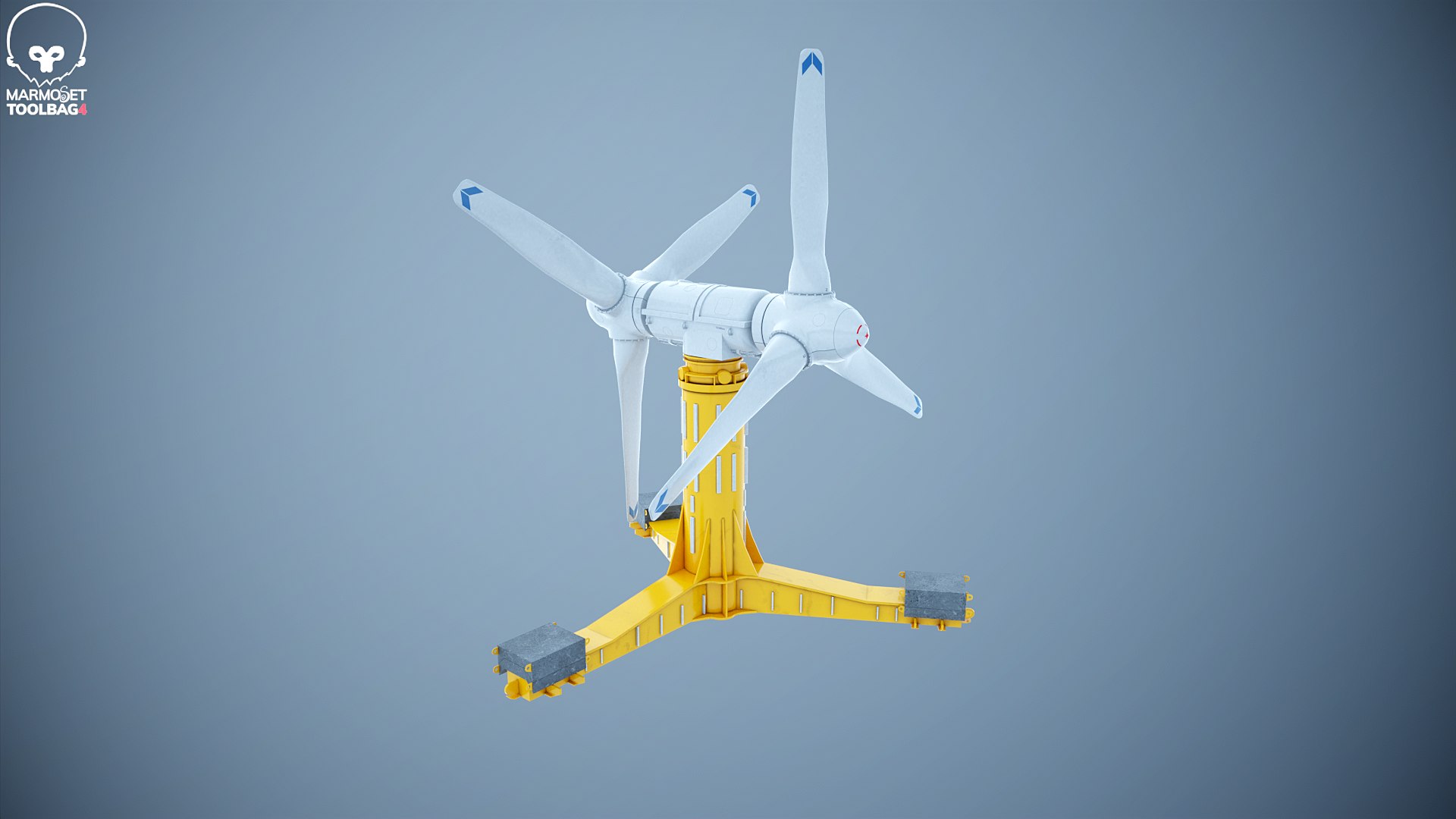 3D Model Tidal Power Double Turbine - TurboSquid 2199011