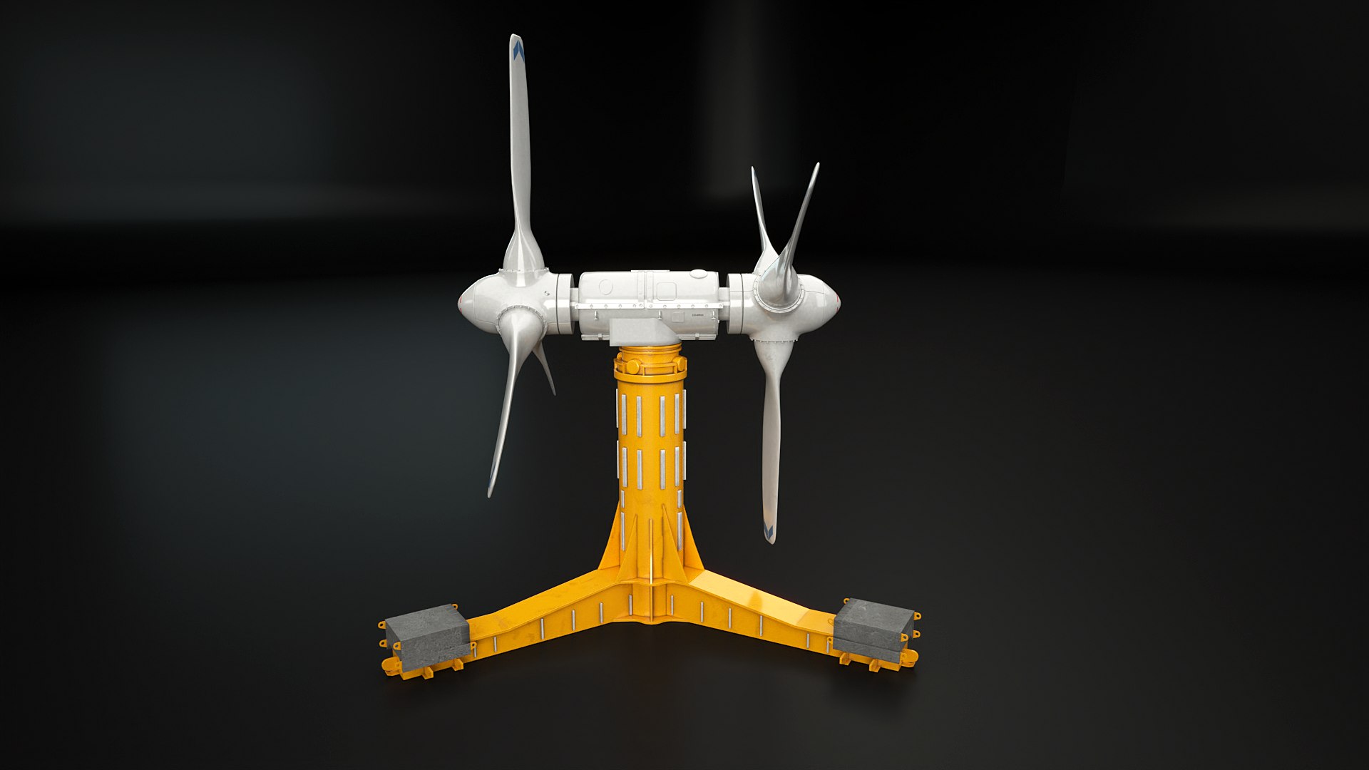 3D Model Tidal Power Double Turbine - TurboSquid 2199011