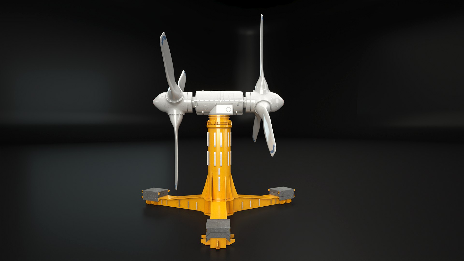 3D Model Tidal Power Double Turbine - TurboSquid 2199011
