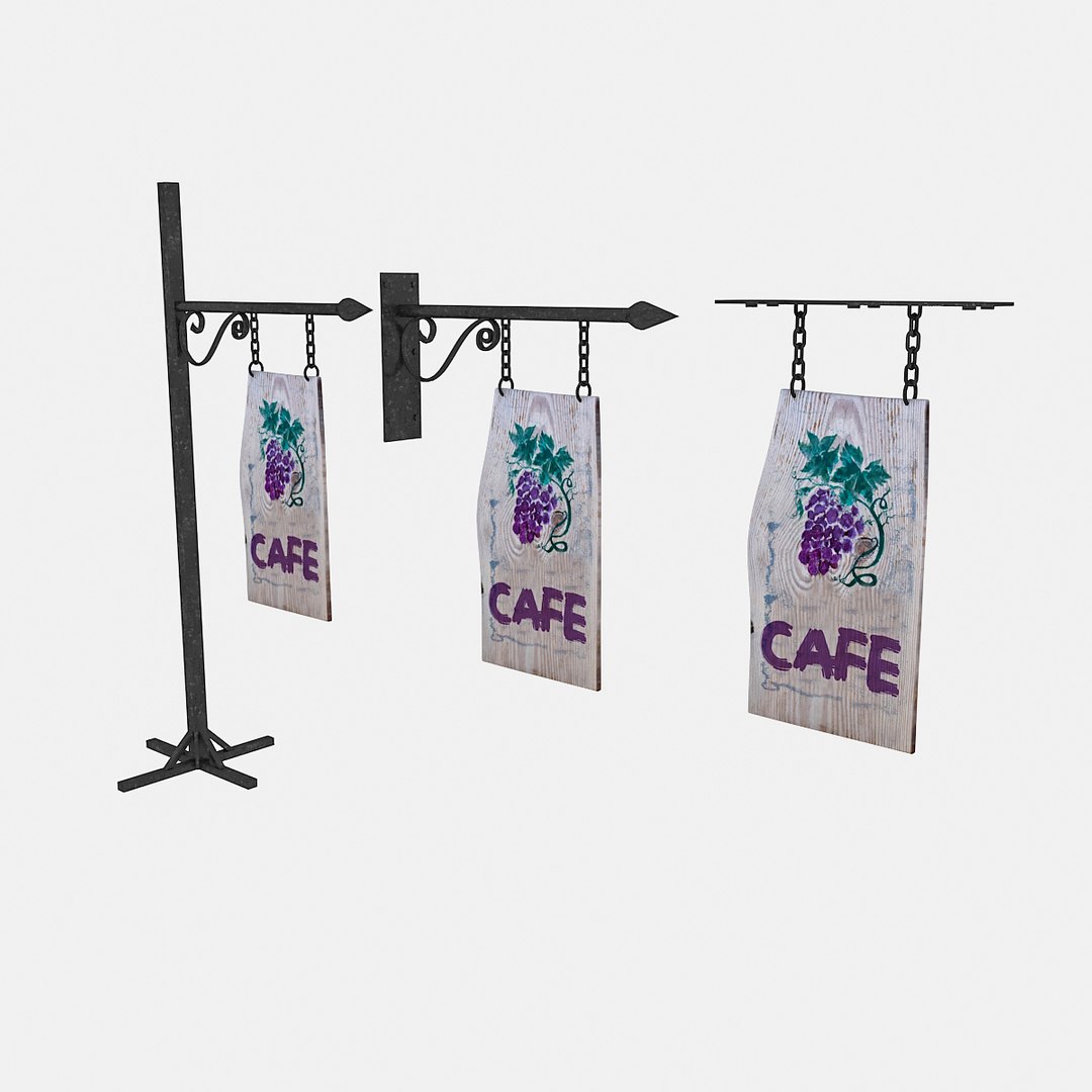 Old Cafe Sign 3D Model - TurboSquid 1648640