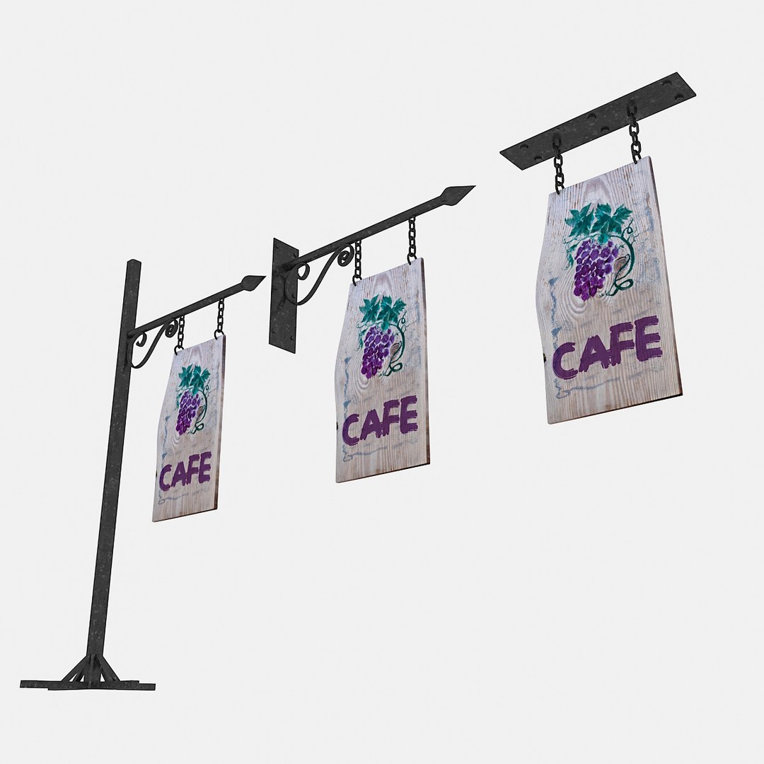 Old Cafe Sign 3D Model - TurboSquid 1648640