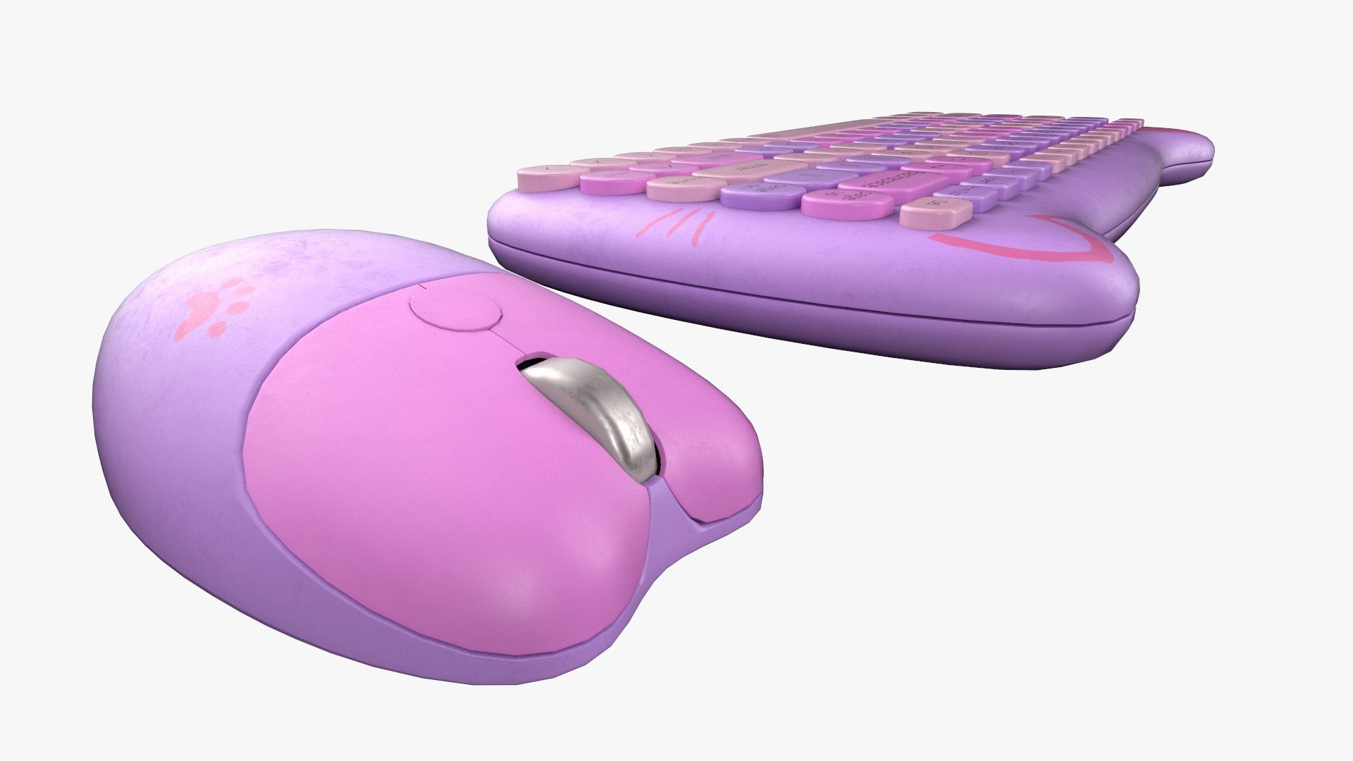 Wireless Keyboard Mouse Set Purple Tones Version 3D - TurboSquid 2086698