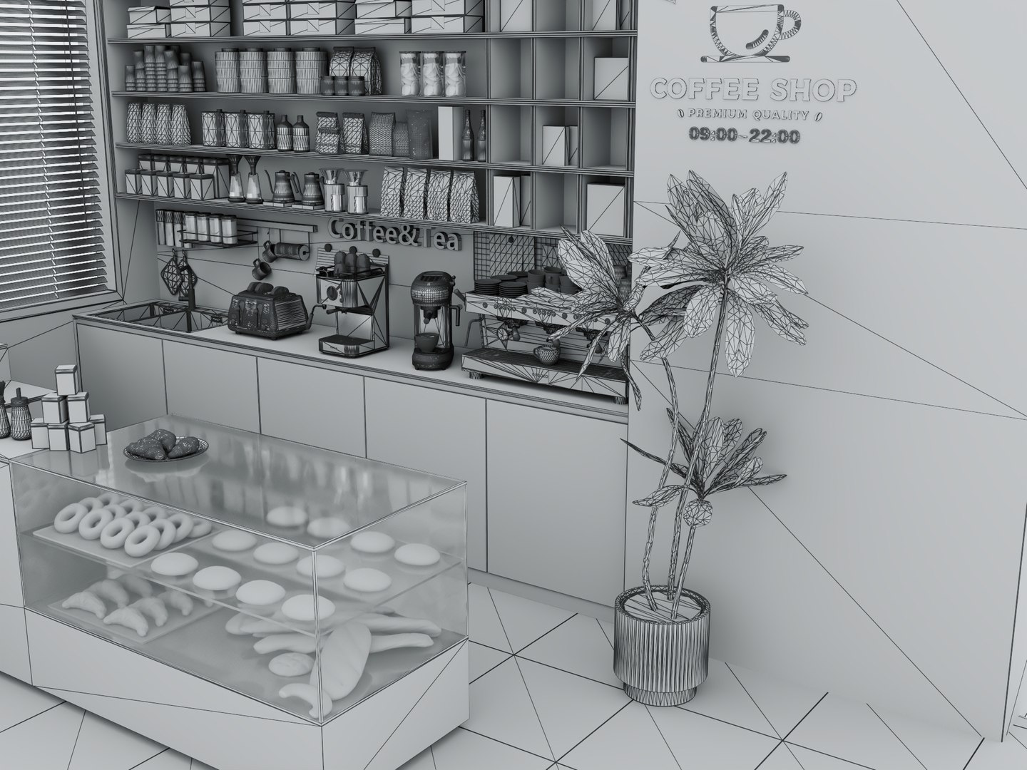 3D Modern Coffee Bar Interior Scene 3D Model - TurboSquid 2504050
