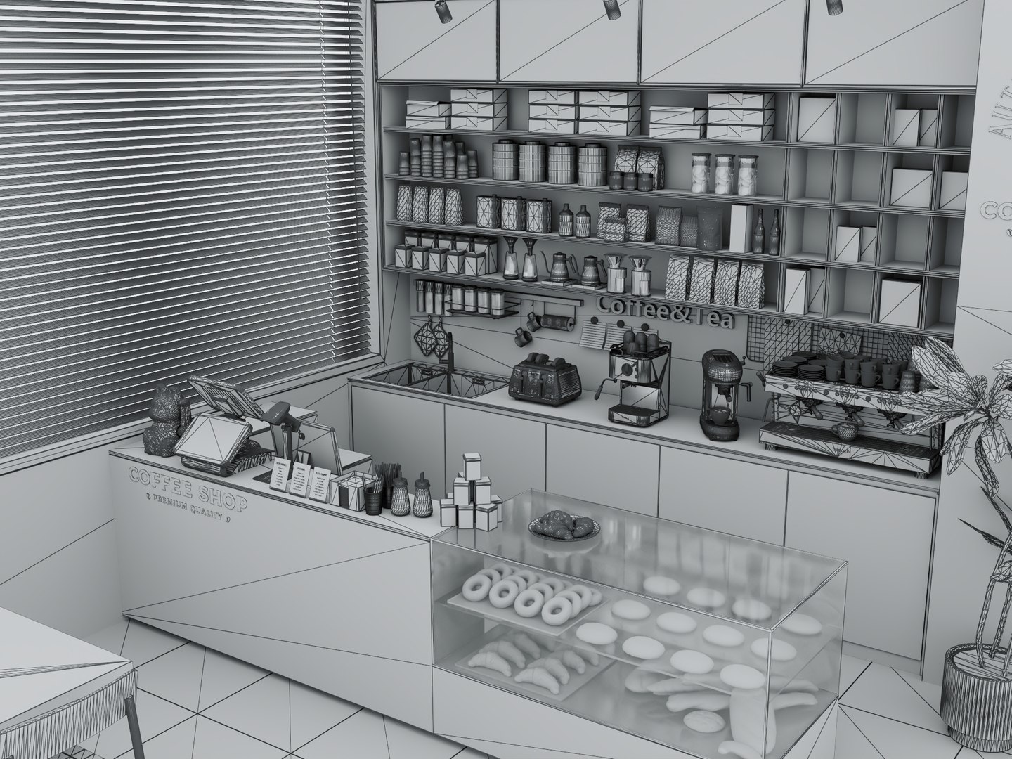 3D Modern Coffee Bar Interior Scene 3D Model - TurboSquid 2504050