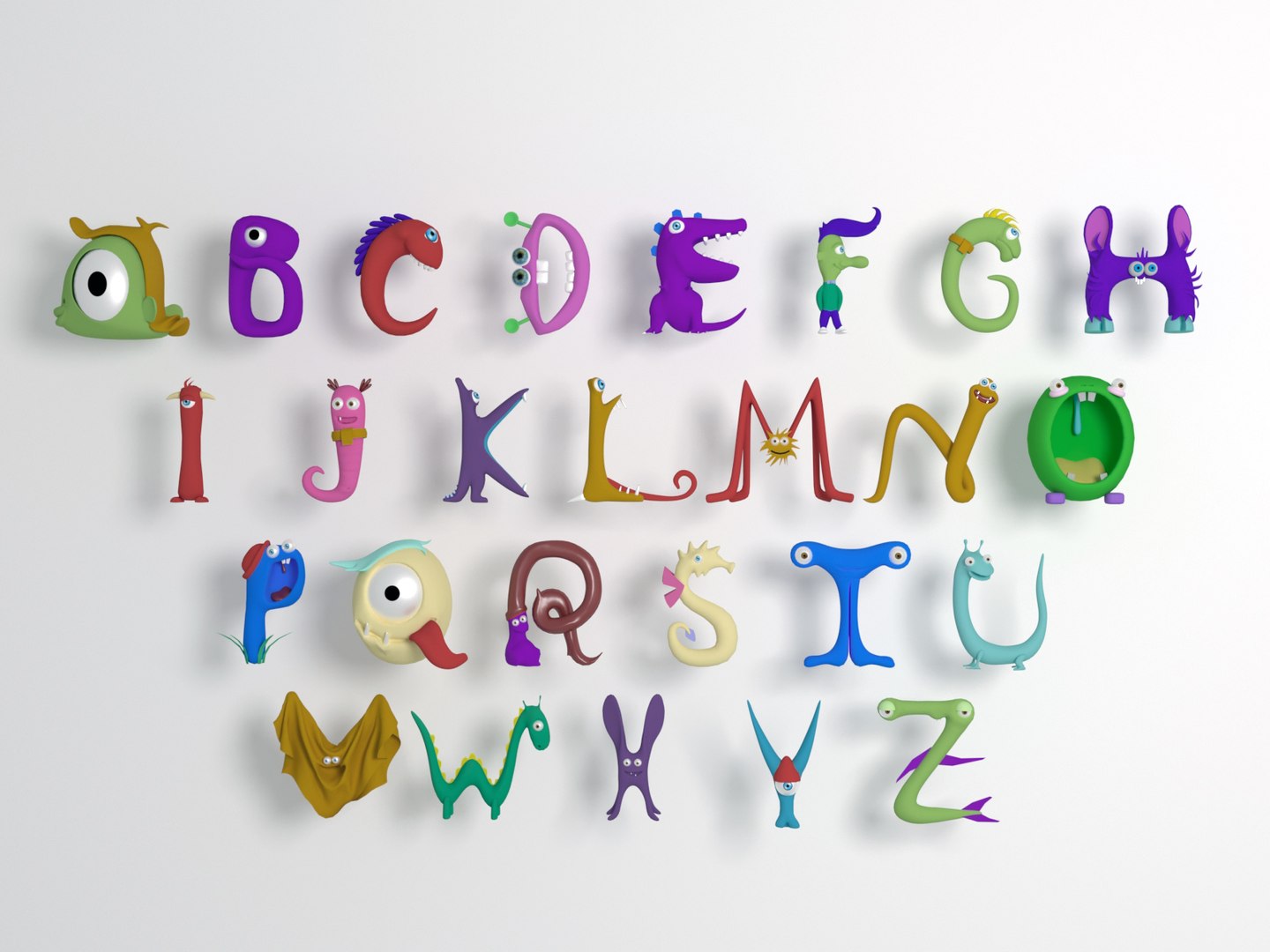 3D Cartoon Alphabet Model | 1143052 | TurboSquid
