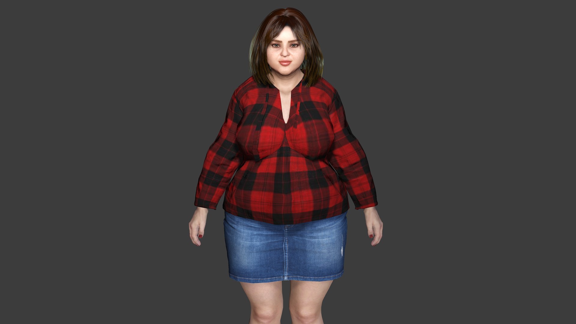 AAA 3D REALISTIC FAT GIRL CHARACTER - CASUAL OUTFIT 3D model ...
