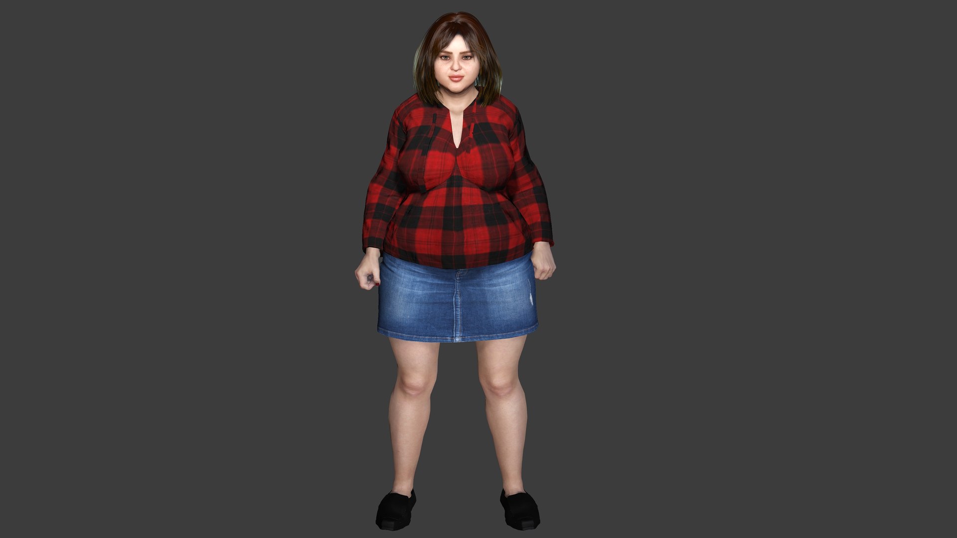 AAA 3D REALISTIC FAT GIRL CHARACTER - CASUAL OUTFIT 3D Model ...