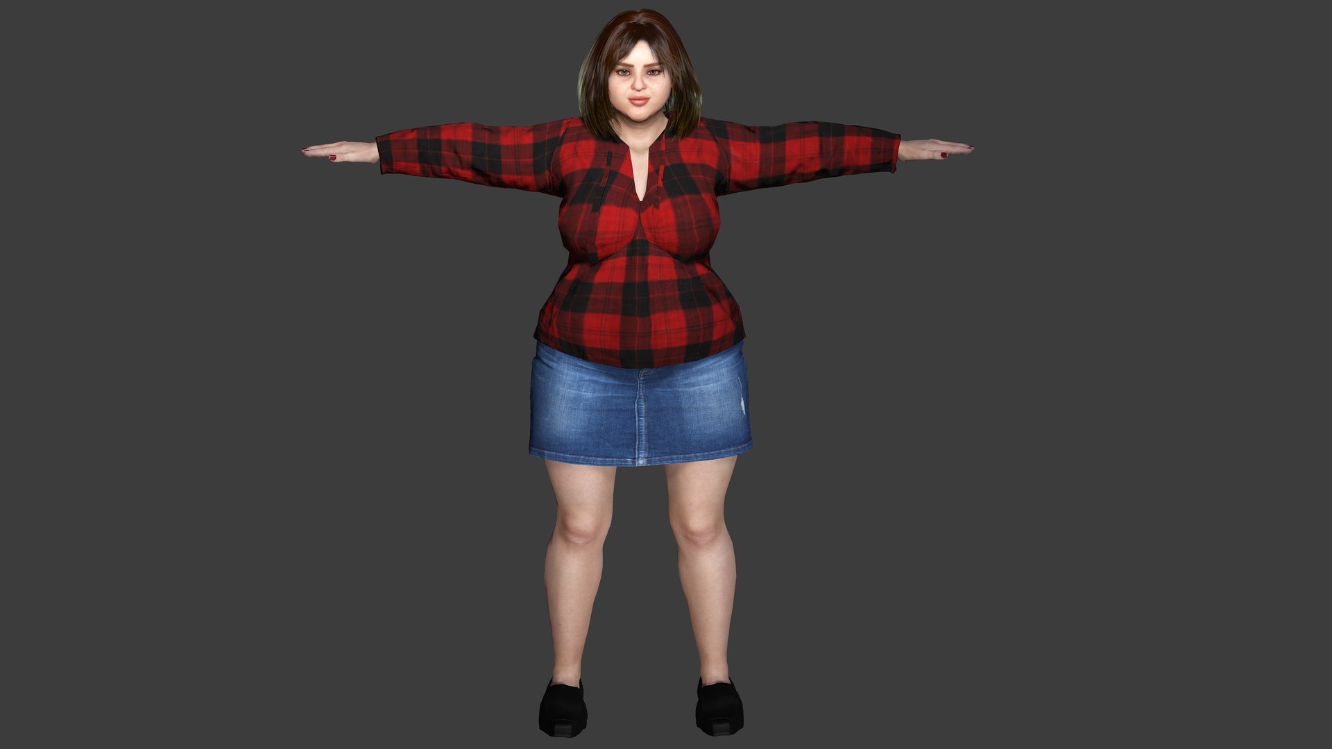 AAA 3D REALISTIC FAT GIRL CHARACTER - CASUAL OUTFIT 3D Model ...