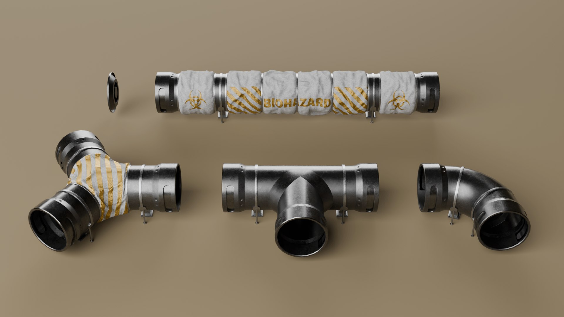 Modular Industrial Pipe Kit Game Ready 3D Model 3D Model - TurboSquid ...