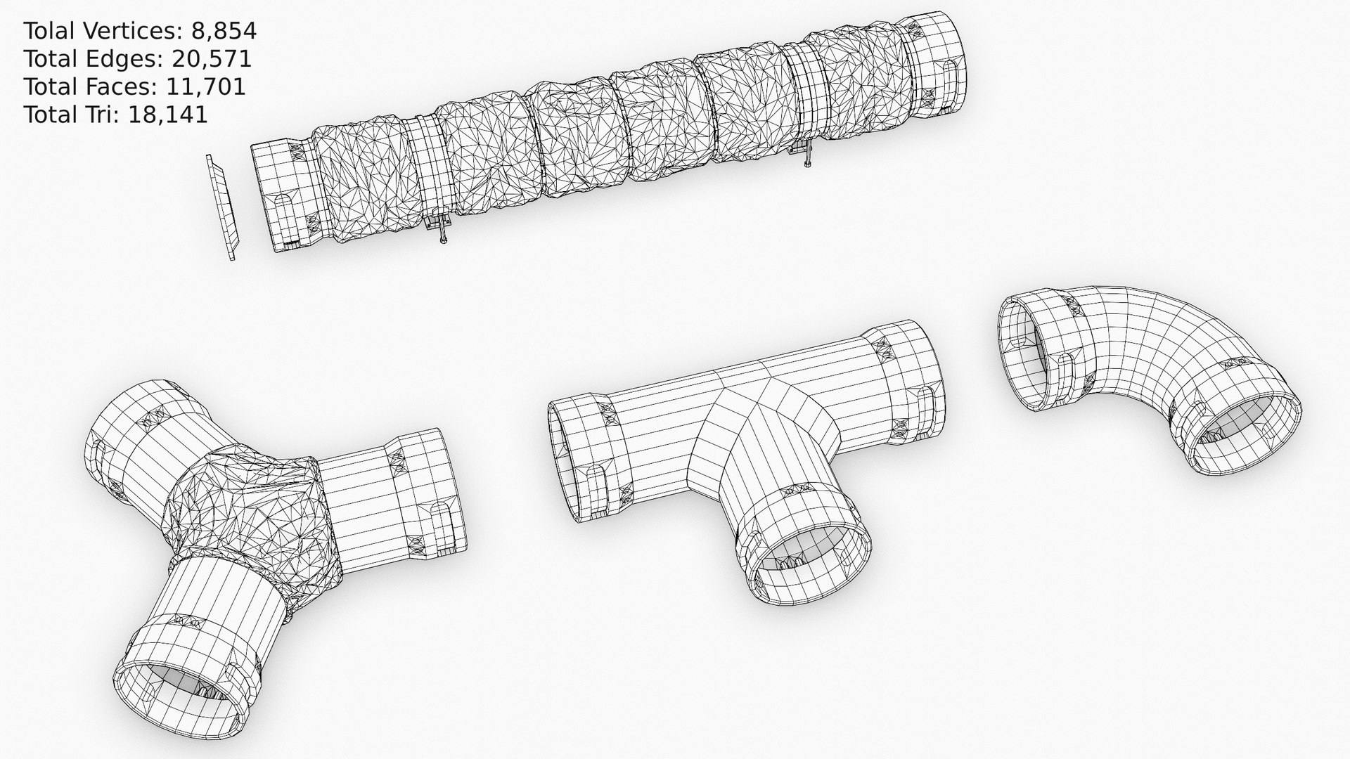 Modular Industrial Pipe Kit Game Ready 3D Model 3D Model - TurboSquid ...