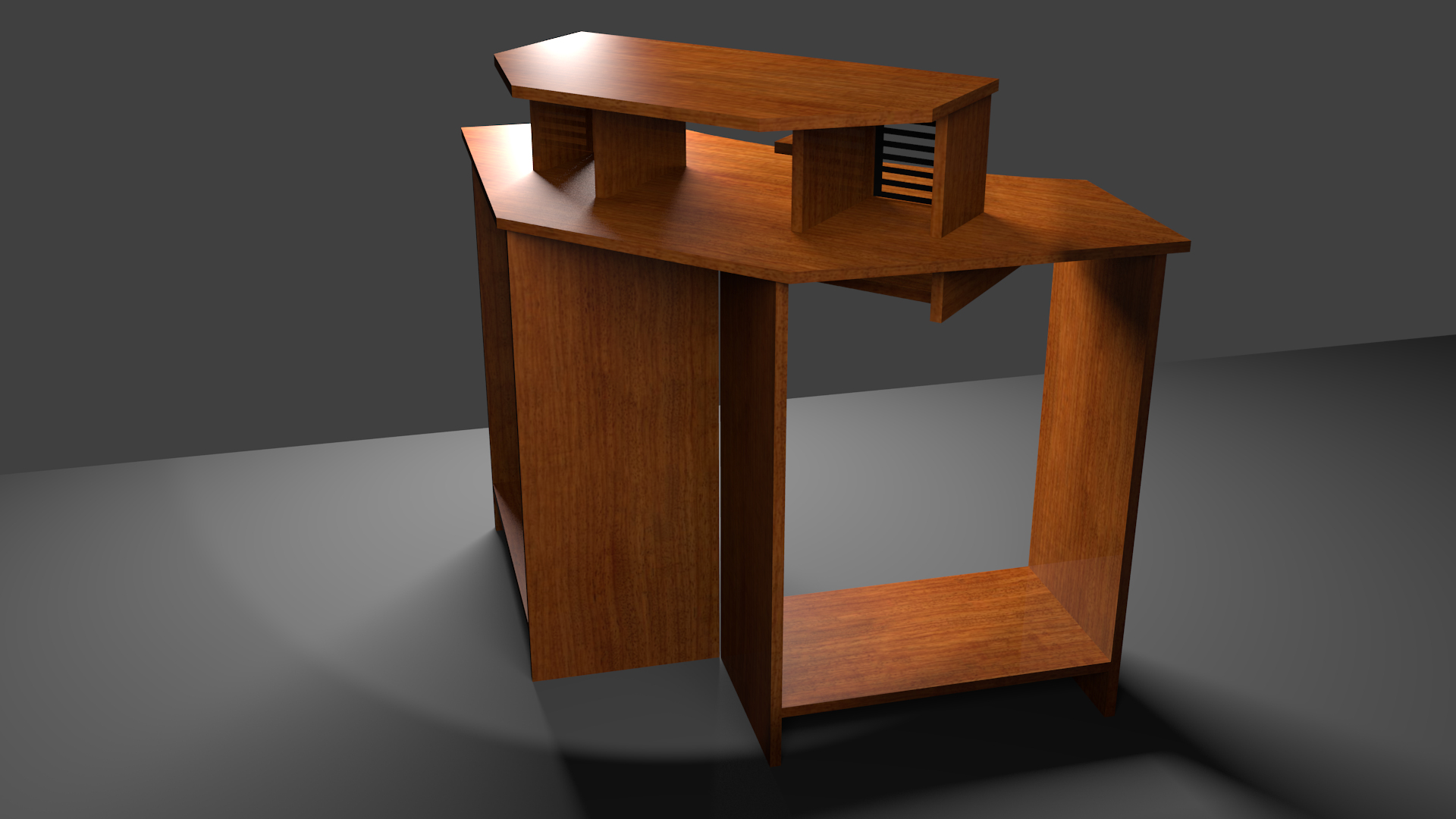 3d model corner computer desk