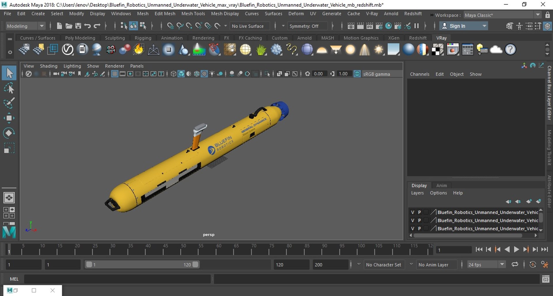 Bluefin Robotics Unmanned Underwater Vehicle 3D Model - TurboSquid 2383526