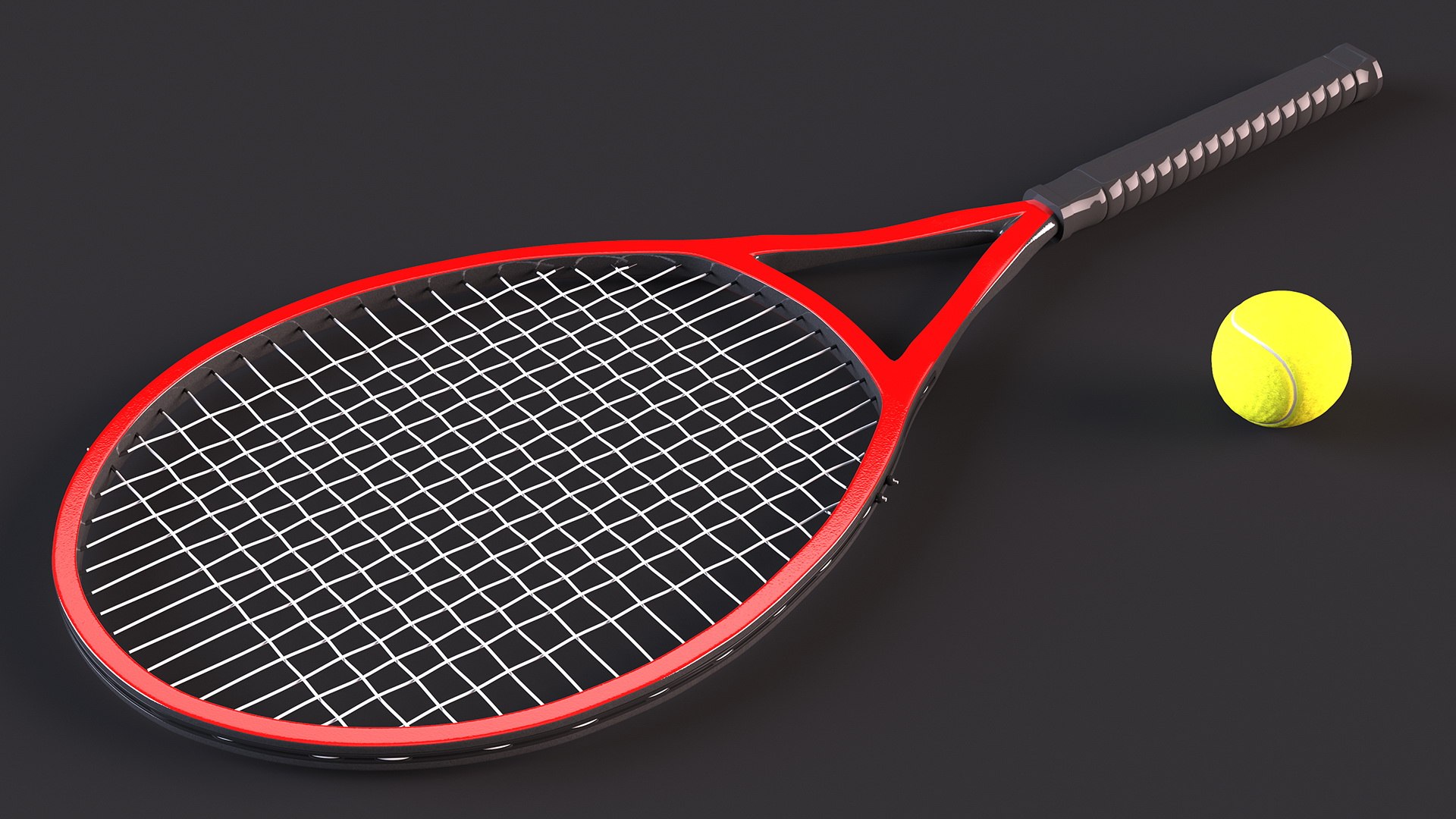 3D Red Tennis Racket With Tennis Ball - TurboSquid 2144545