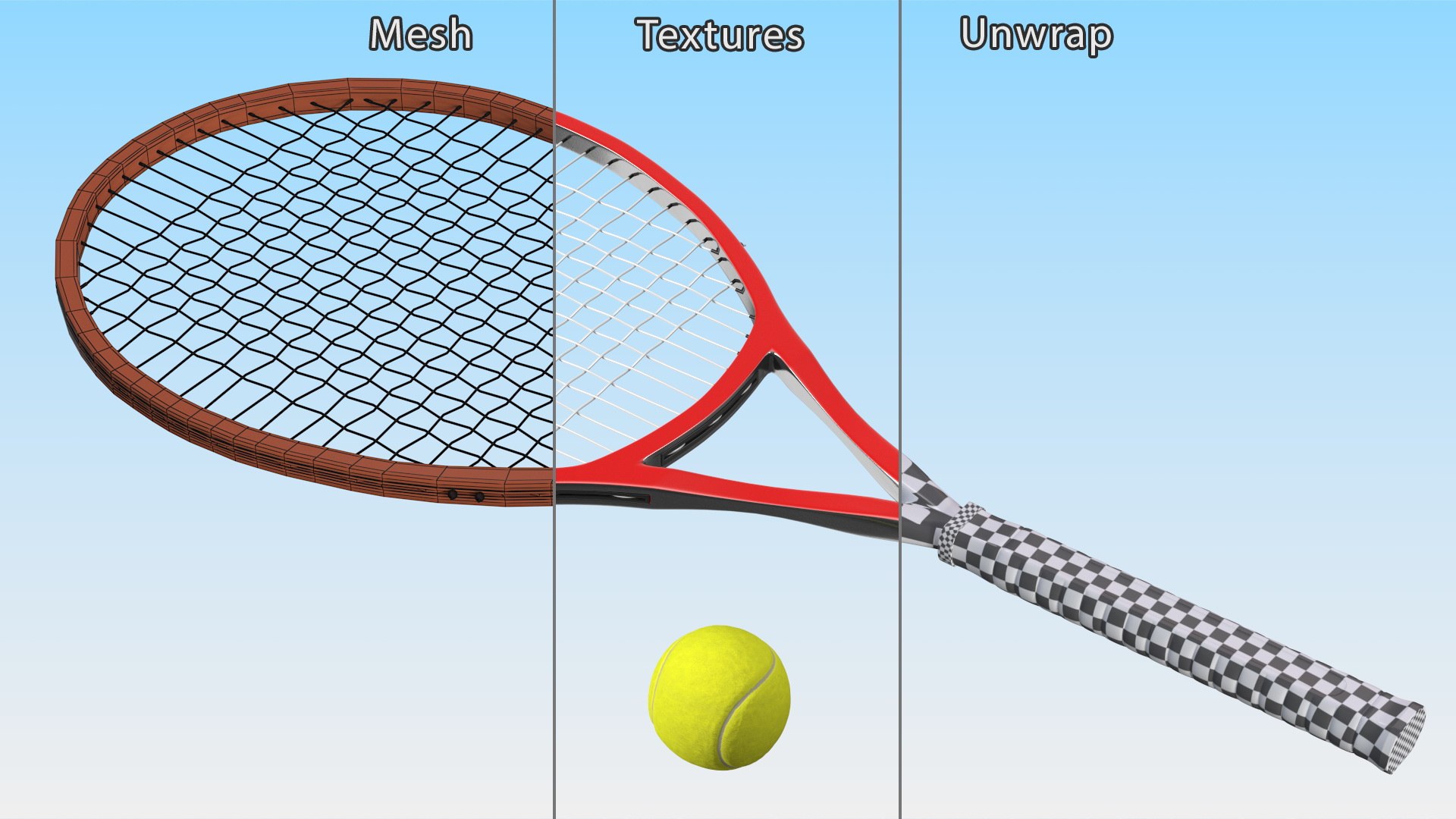 3D Red Tennis Racket with Tennis Ball - TurboSquid 2144545