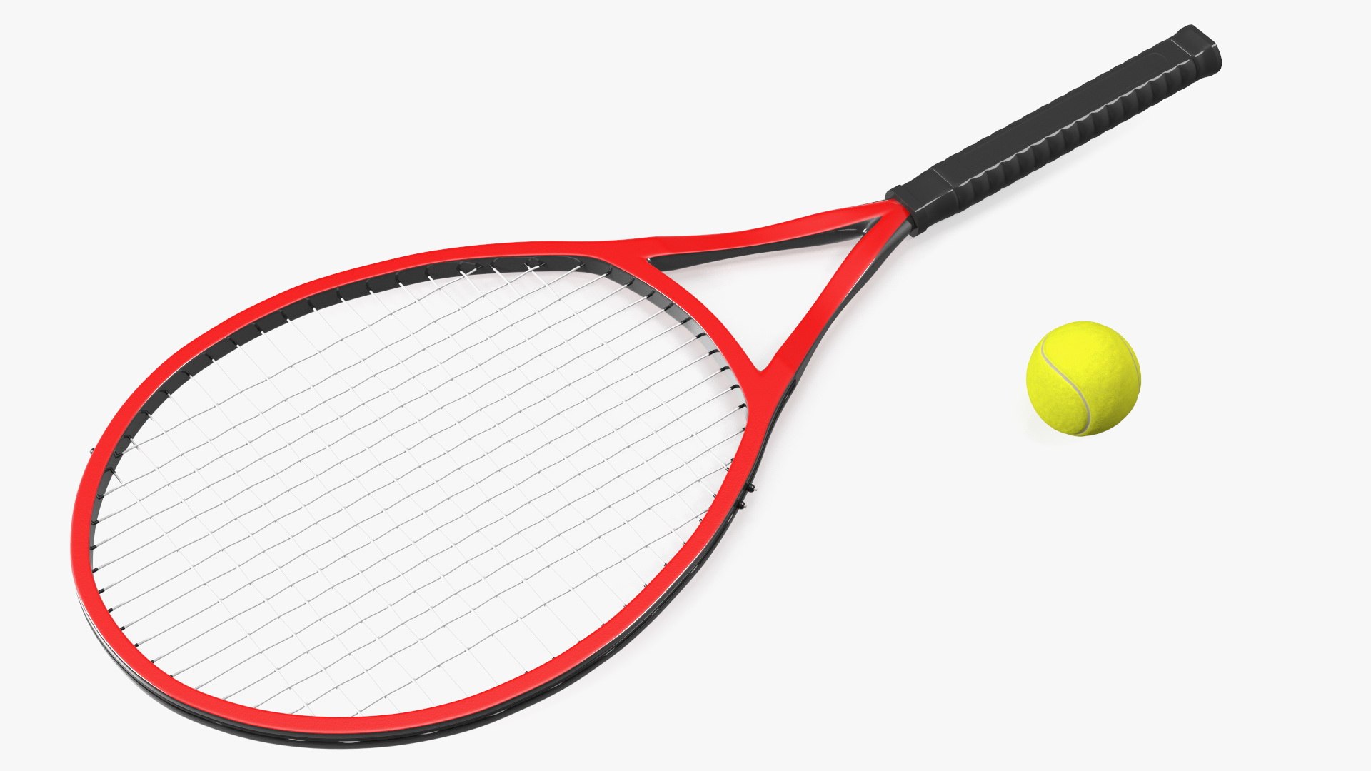3D Red Tennis Racket With Tennis Ball - TurboSquid 2144545