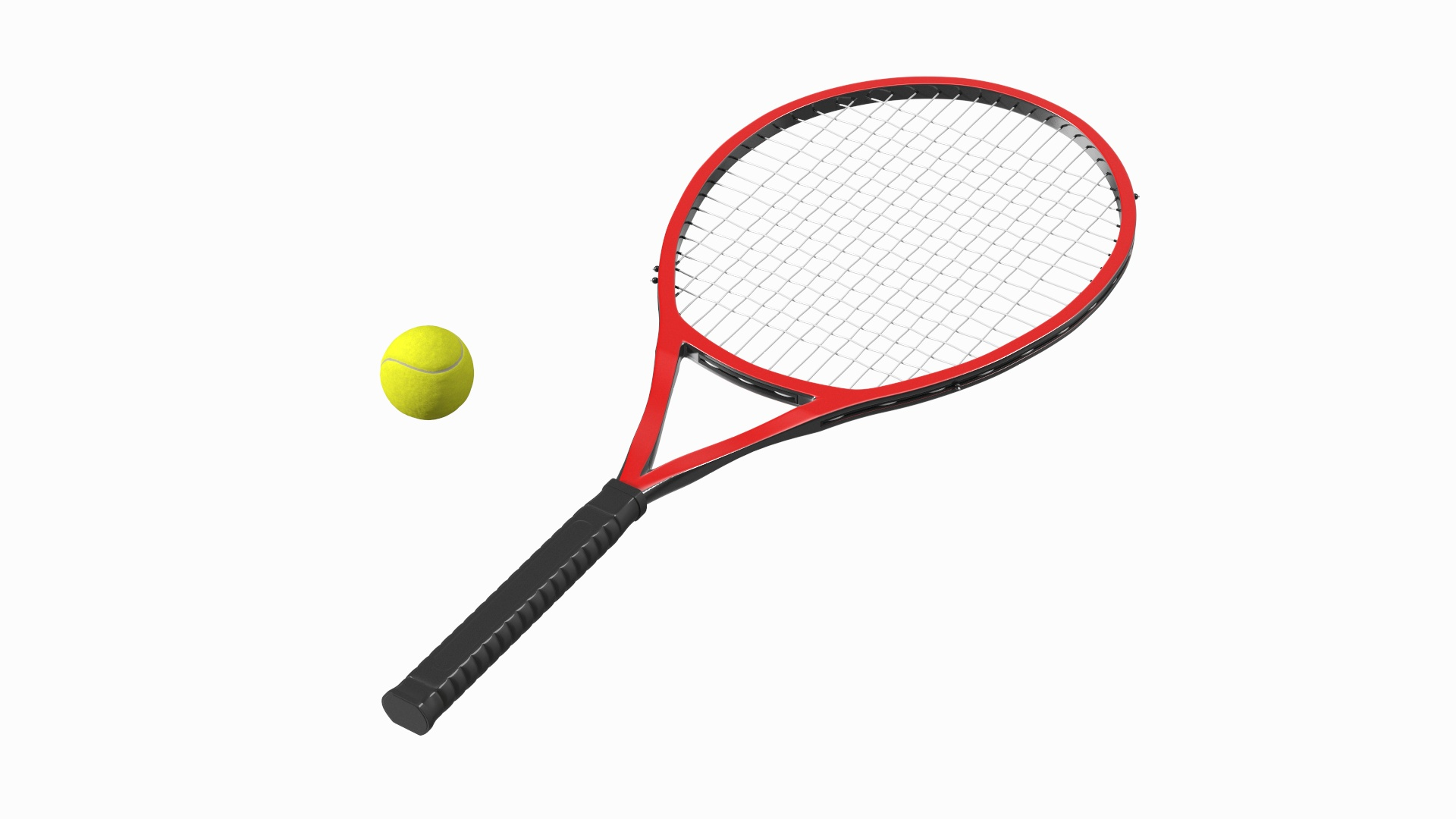 3D Red Tennis Racket With Tennis Ball - TurboSquid 2144545