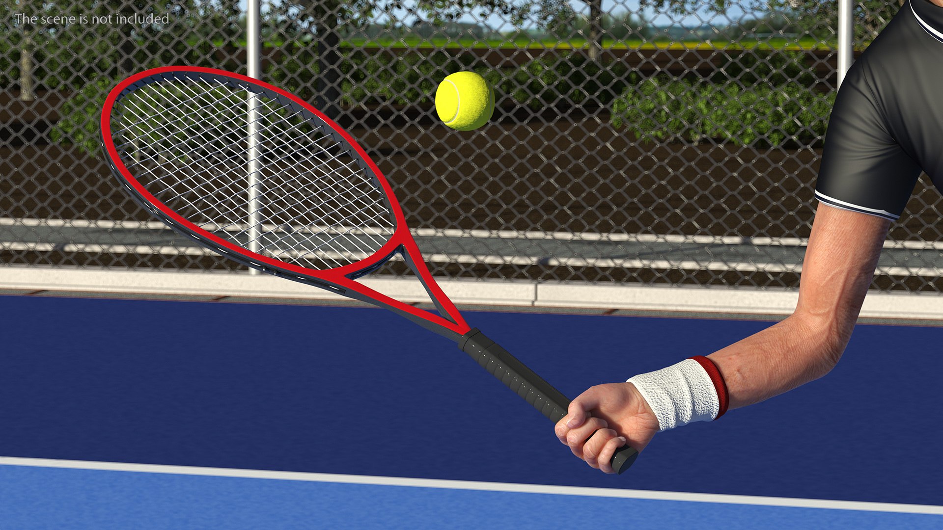 3D Red Tennis Racket With Tennis Ball - TurboSquid 2144545