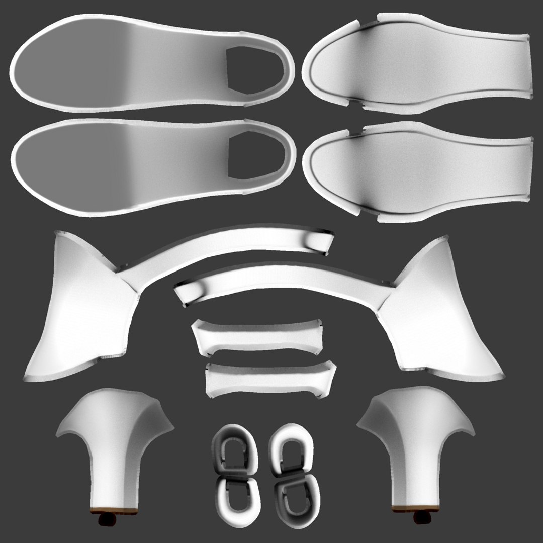 White Straps High Heel Shoes 3D - TurboSquid 1978394