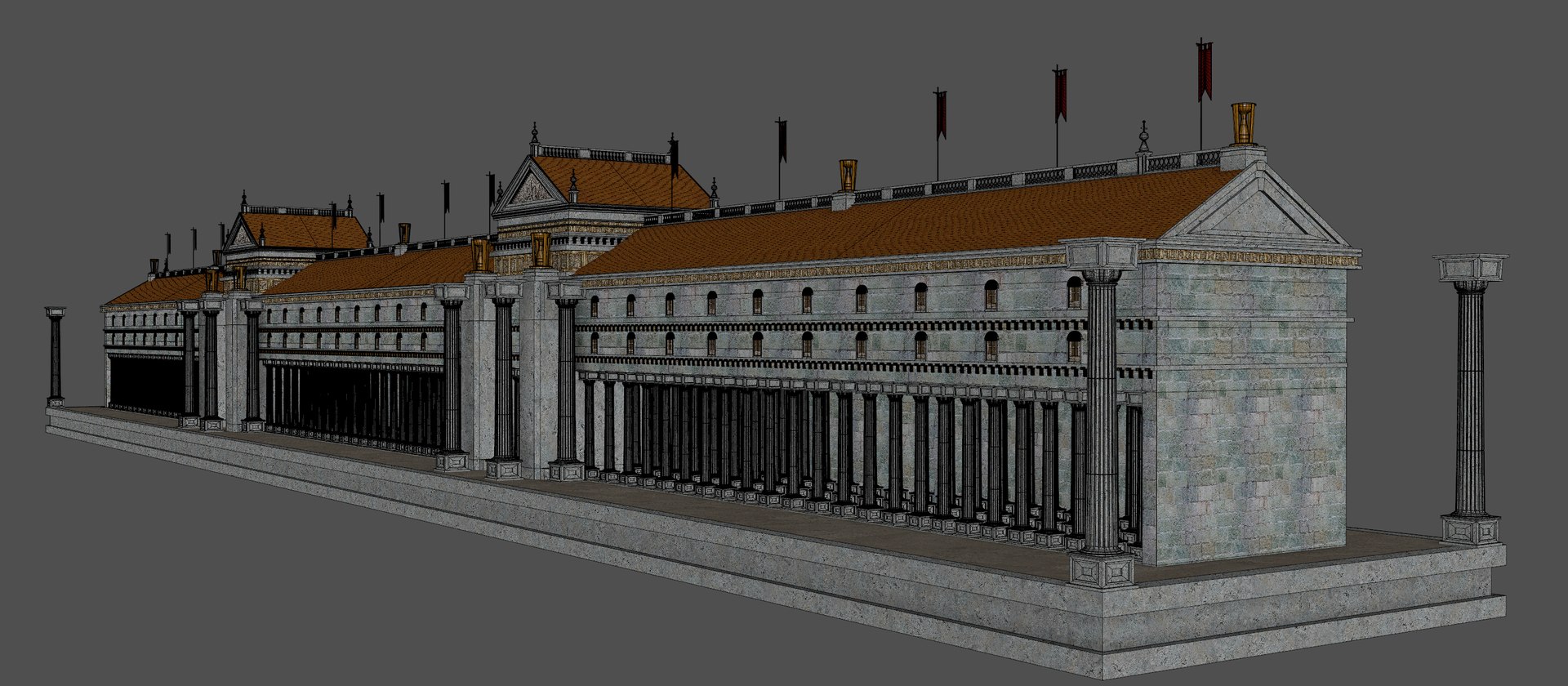 Ancient Roman Long Building 3D Model - TurboSquid 2319204