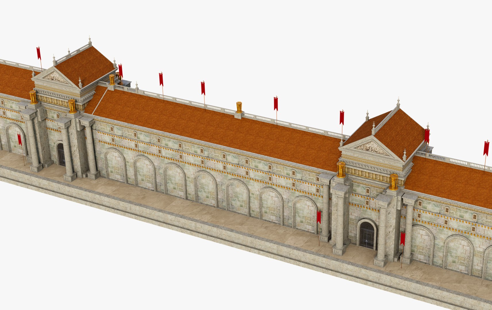 Ancient Roman Long Building 3D Model - TurboSquid 2319204