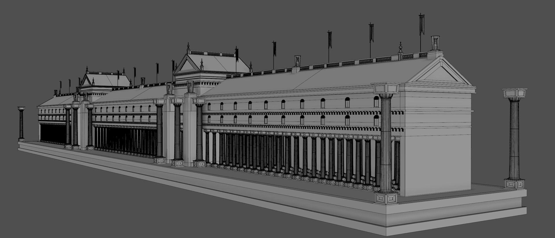 Ancient Roman Long Building 3D Model - TurboSquid 2319204
