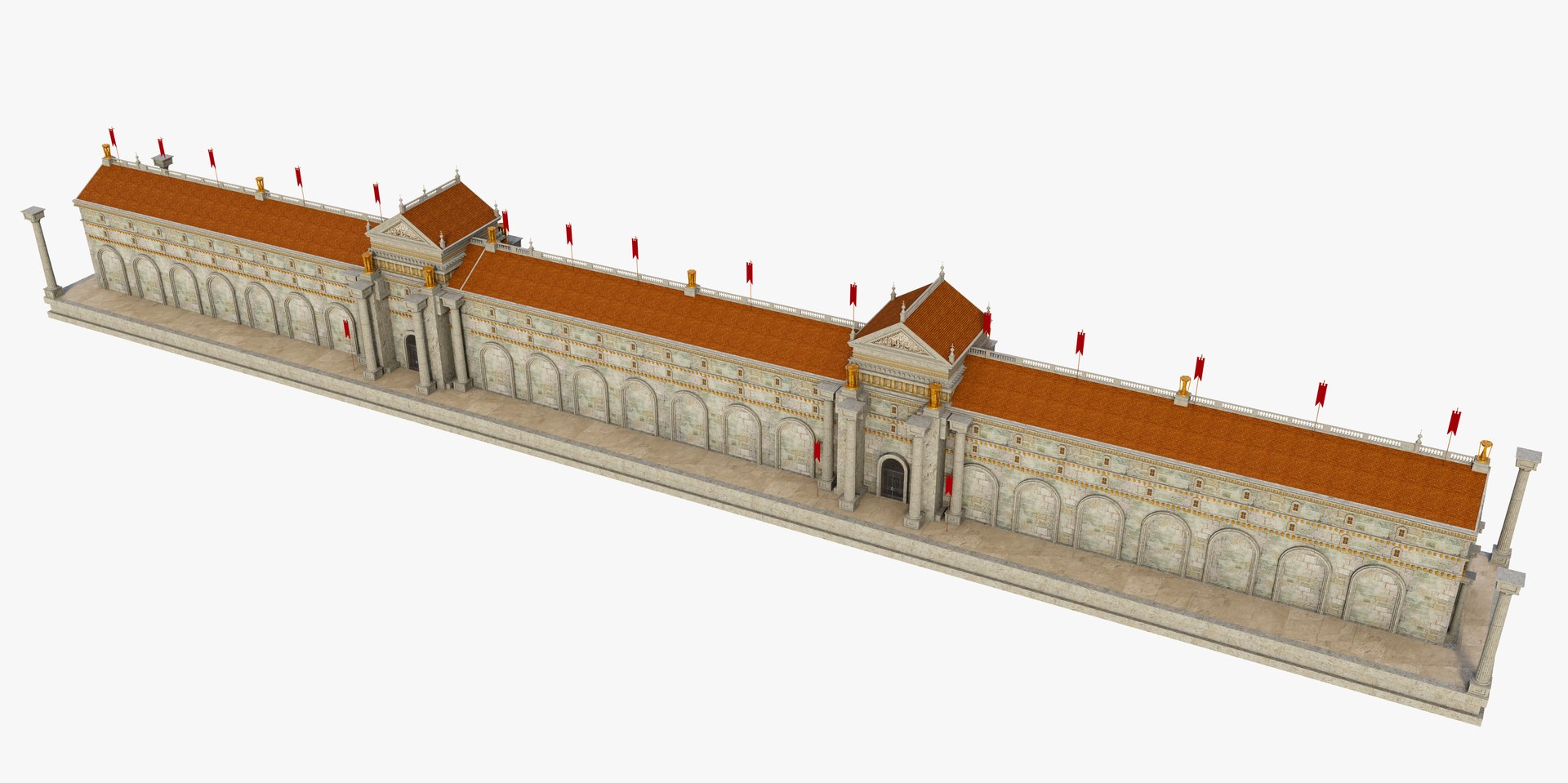 Ancient Roman Long Building 3D Model - TurboSquid 2319204