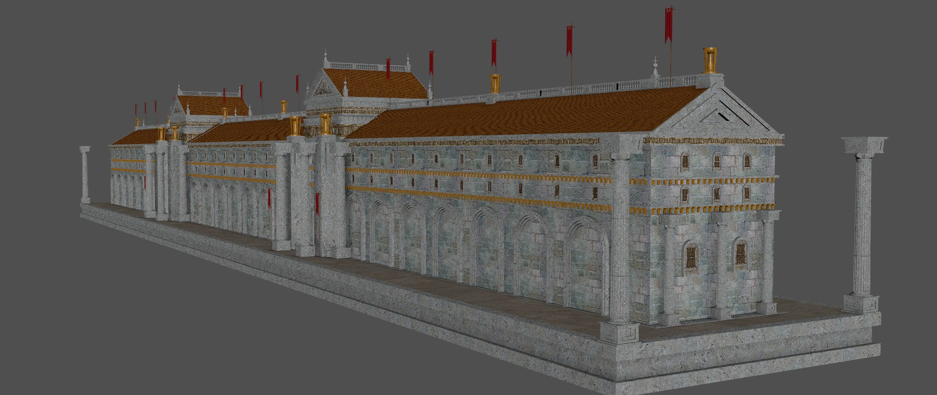 Ancient Roman Long Building 3D Model - TurboSquid 2319204