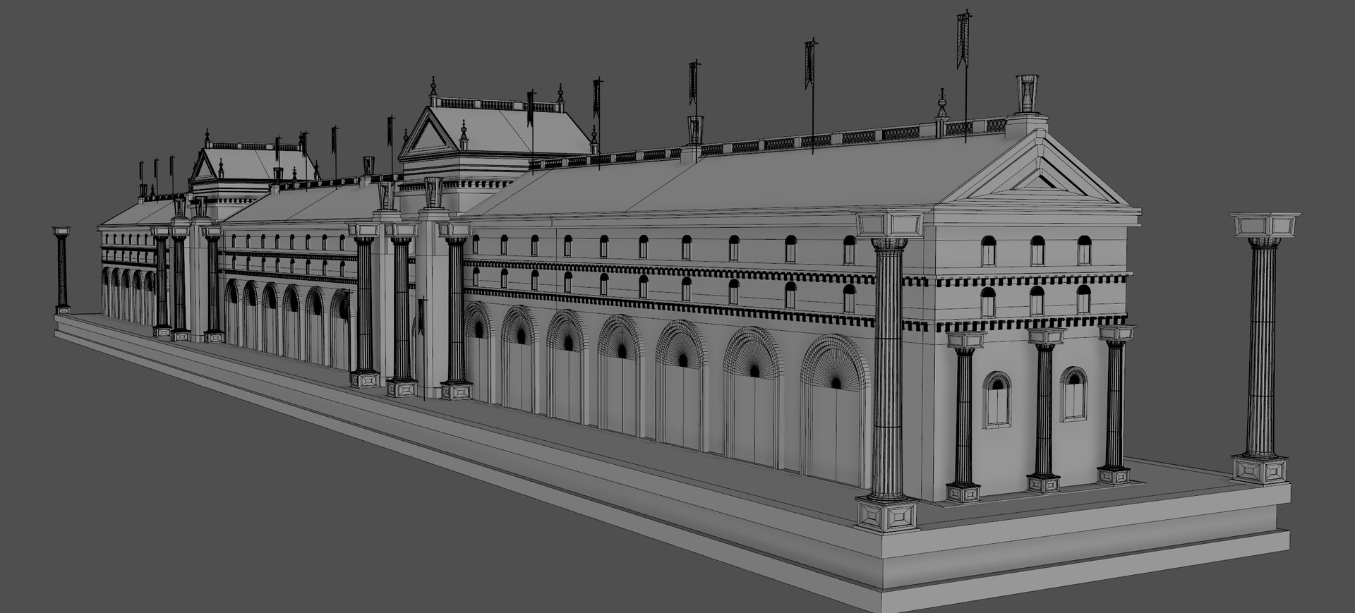 Ancient Roman Long Building 3D Model - TurboSquid 2319204