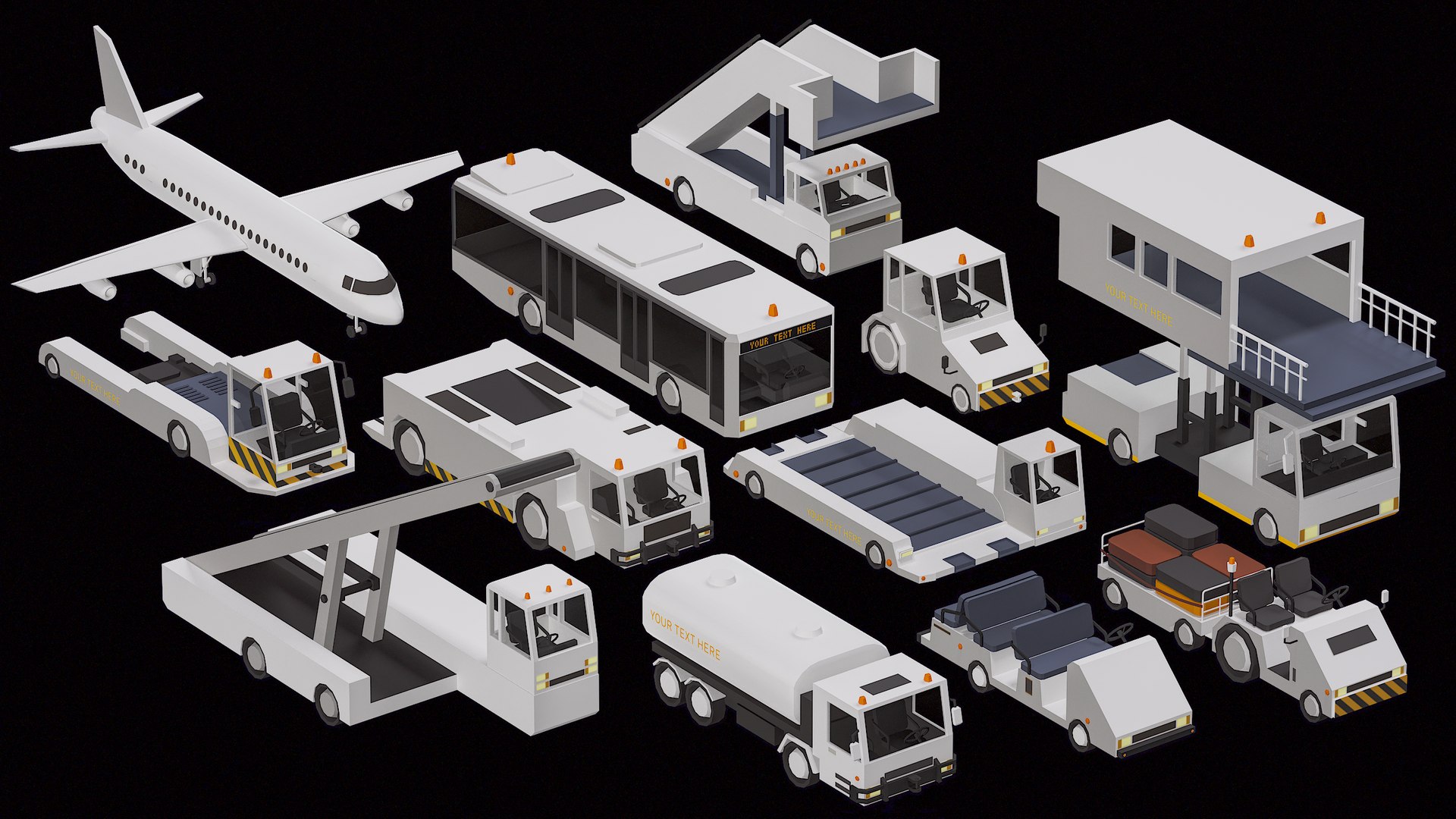 3D Cartoon Baggage Loader 06 Lowpoly Airport Vehicle PBR - TurboSquid ...