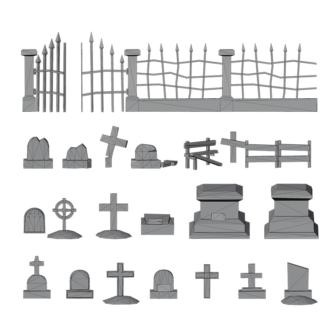 3D Modular Low Poly Cemetery - TurboSquid 1964066