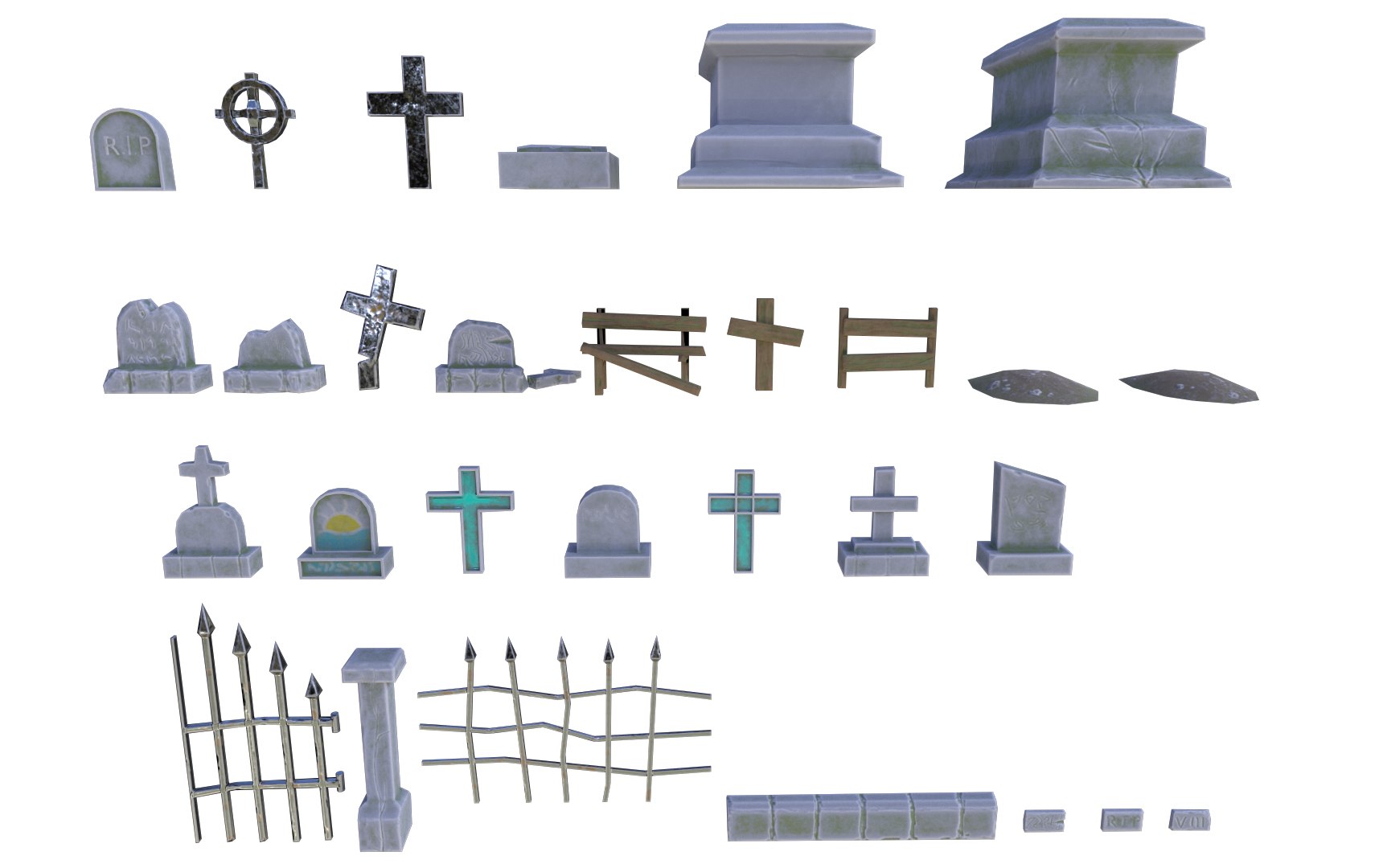 3D Modular Low Poly Cemetery - TurboSquid 1964066