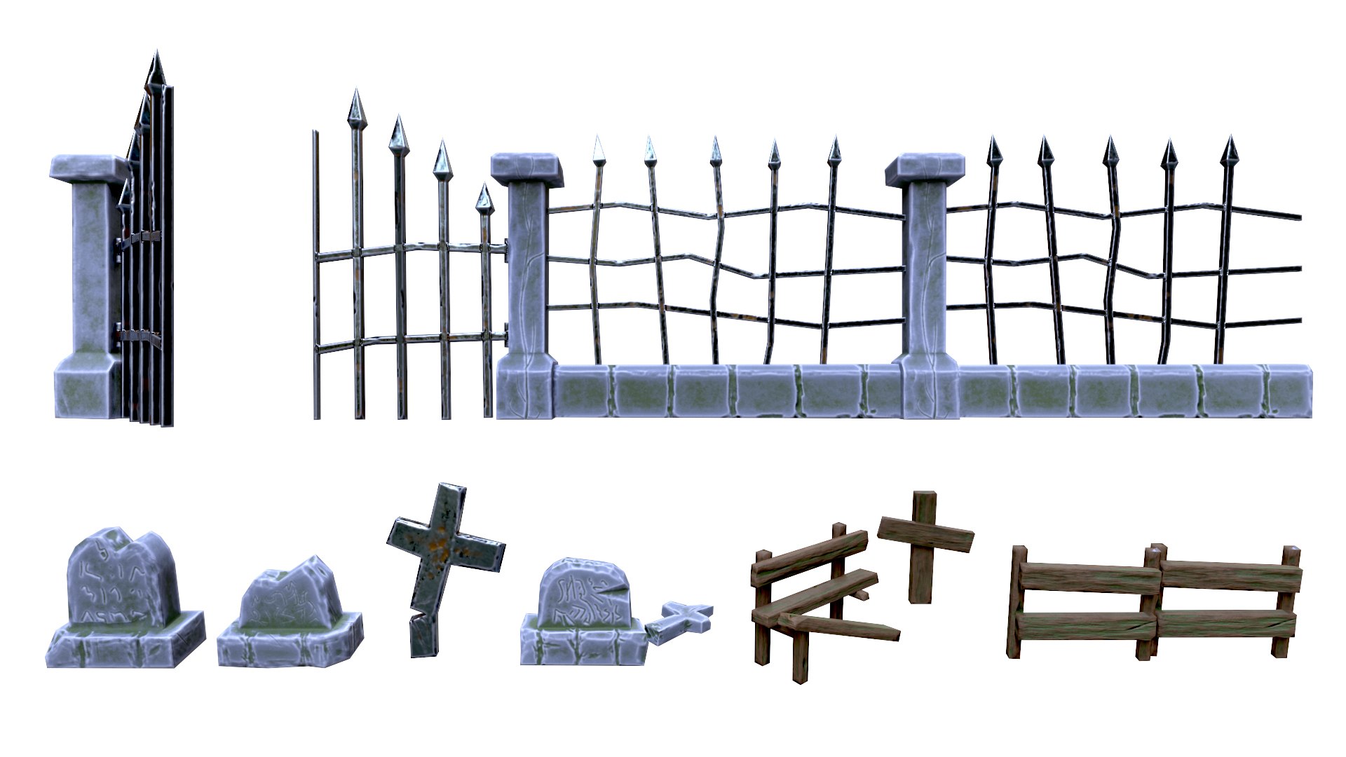 3D Modular Low Poly Cemetery - TurboSquid 1964066