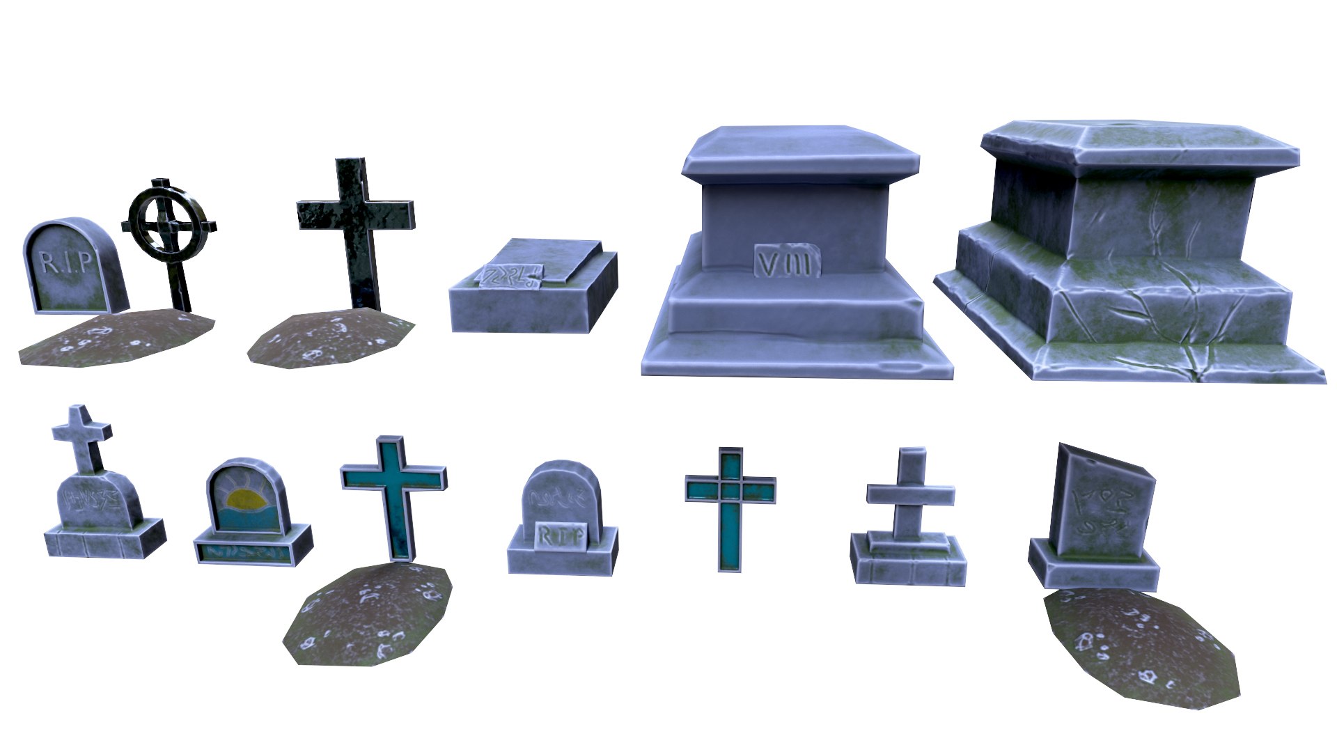 3D Modular Low Poly Cemetery - TurboSquid 1964066