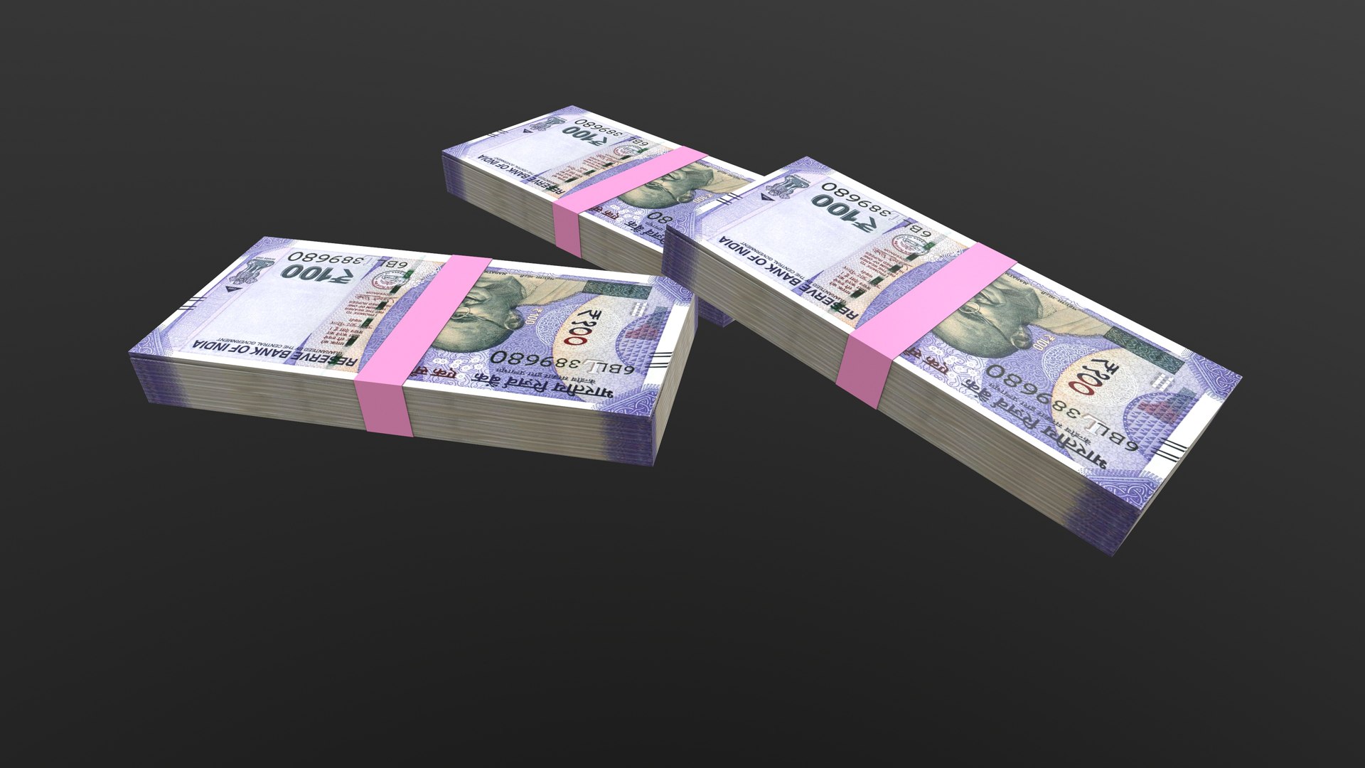 Indian 100 Note Currency Bundle AR VR PBR Model - TurboSquid 2006985